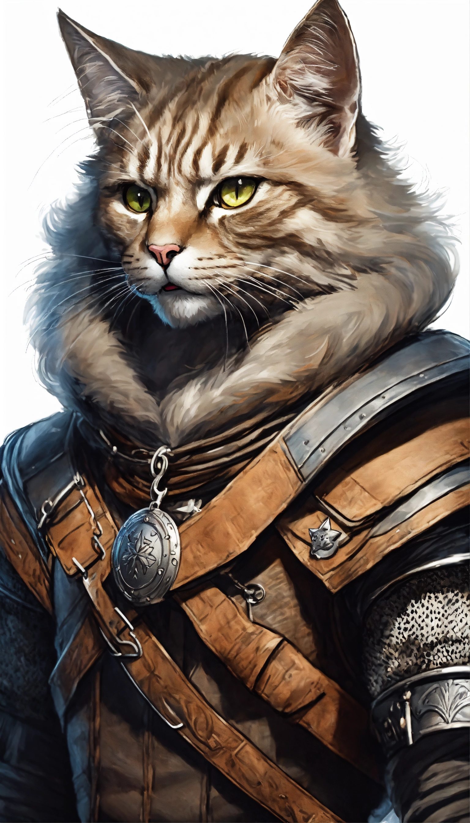Lexica - Anthropomorphic cat as a Geralt of Rivia, drawn by pencil and ...