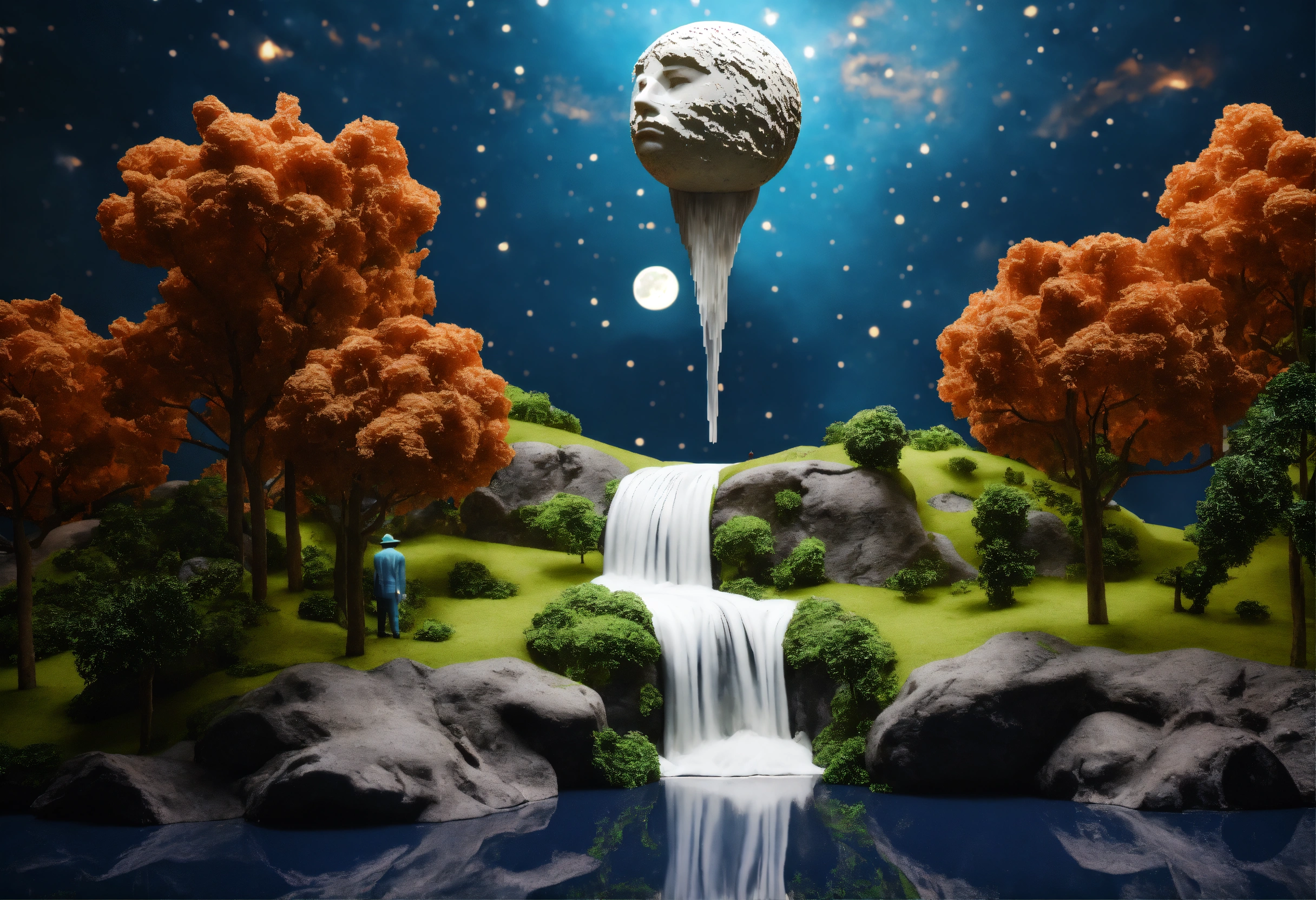 Lexica - Hand-made artwork 3D, modeling clay, upside down rené magritte ...