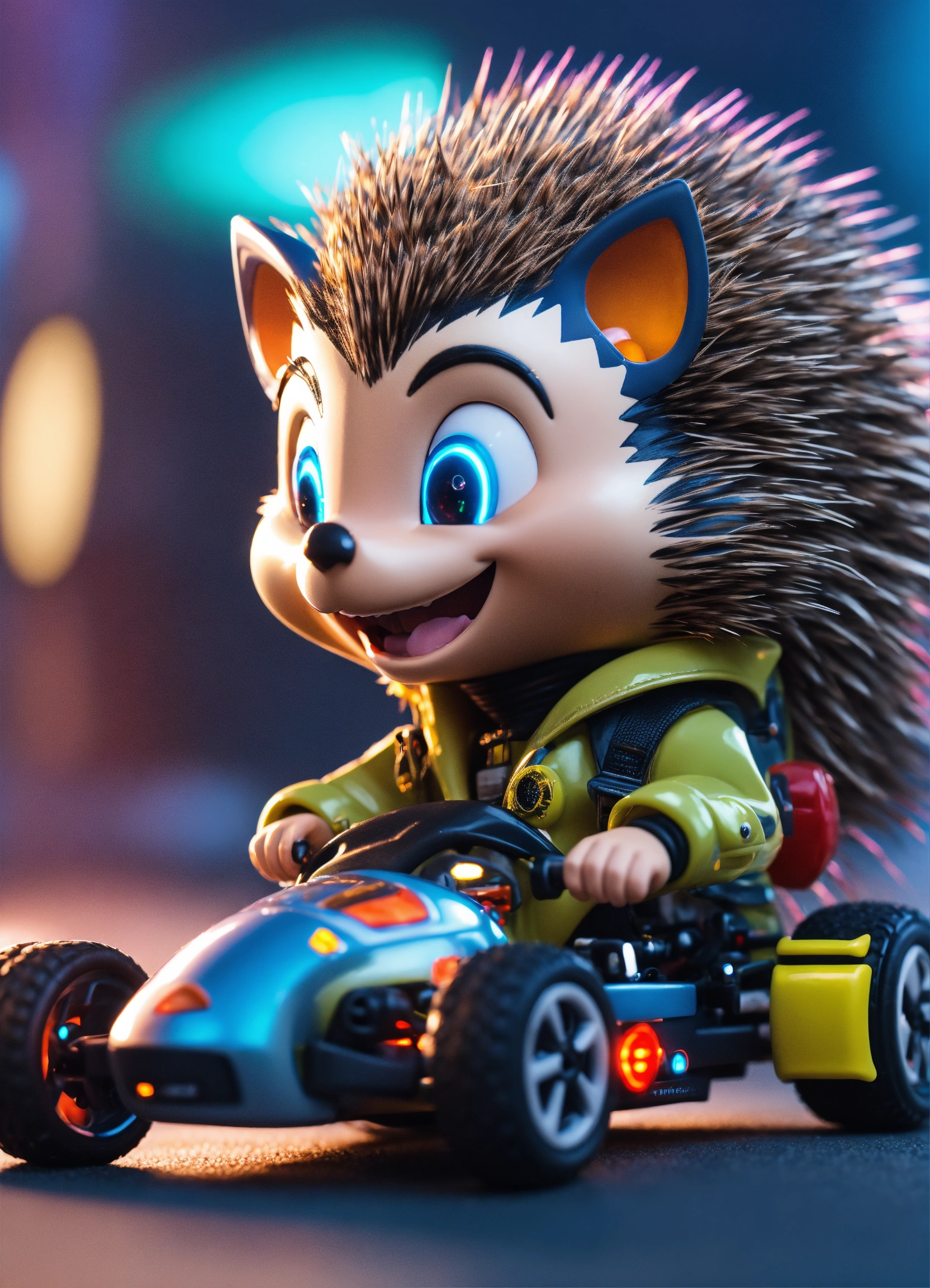 Lexica - Side view cute, cyber, hedgehog, punk smile showing teeth ...