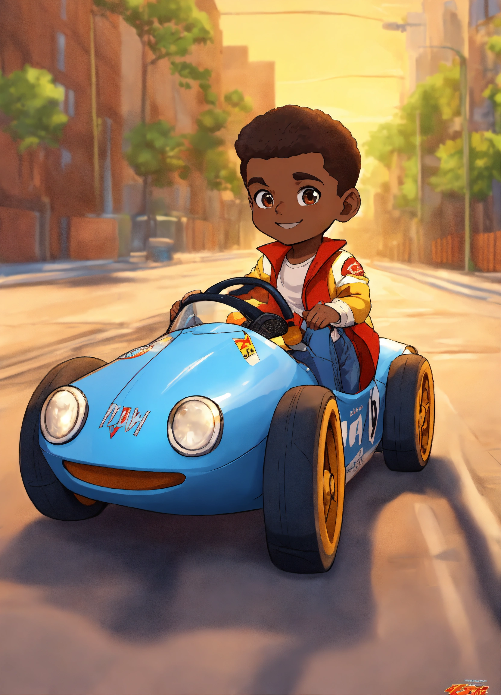 Lexica - Make me Cartoon little African American boy Speed Racer from ...