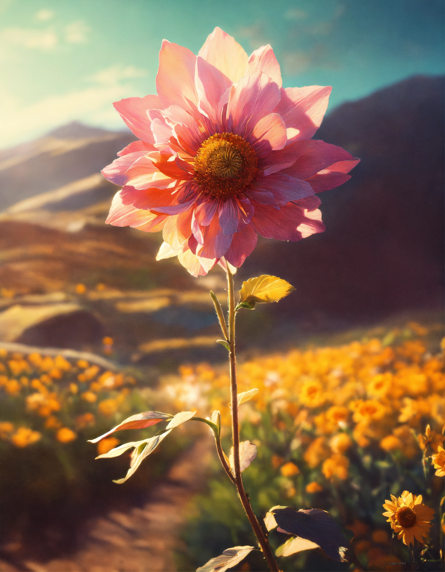 Lexica - A very tall beautiful unrealistic grown-up flower, alone on ...