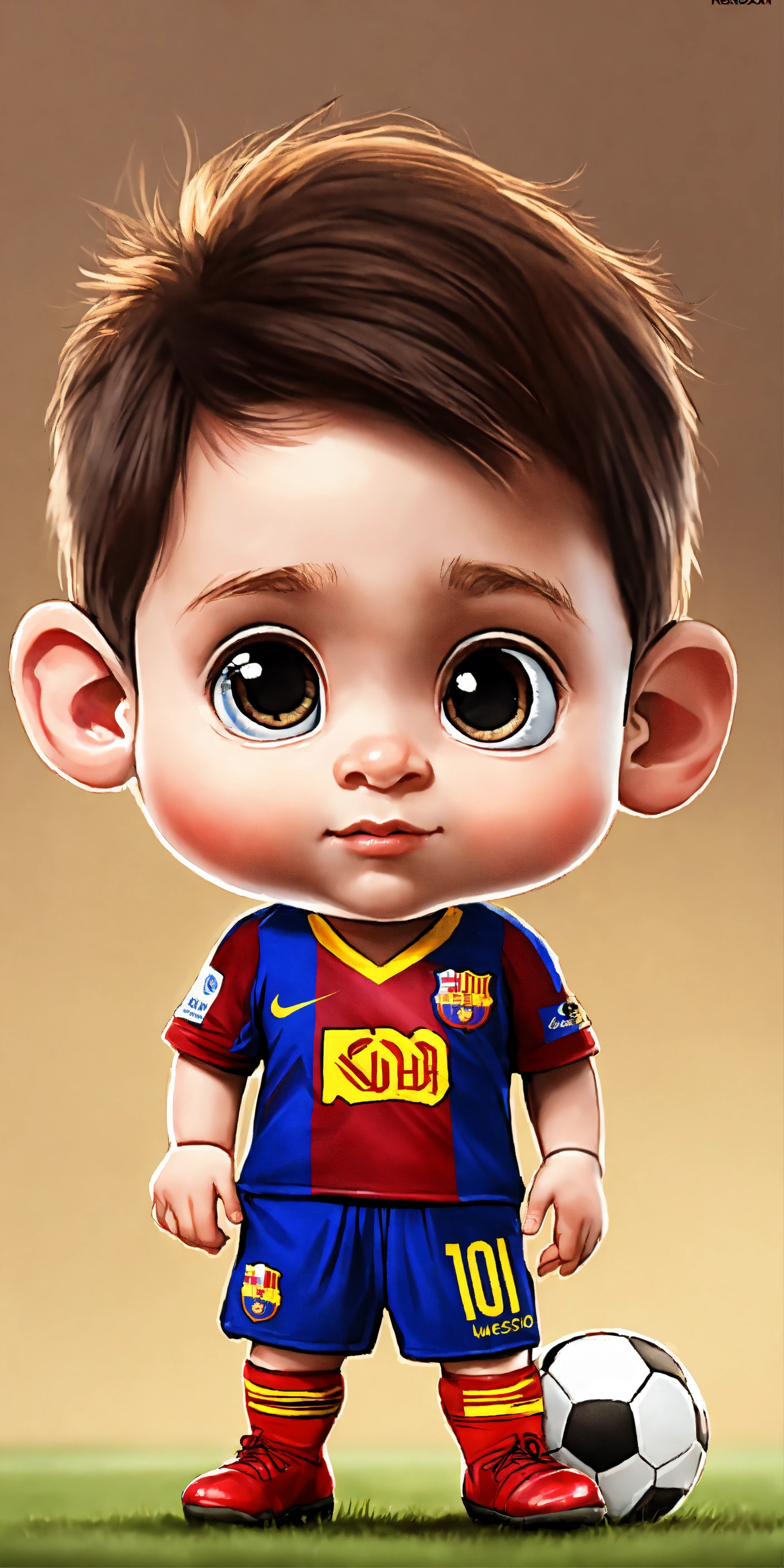 Lexica - Lionel Messi cute baby cartoon realist big eyes