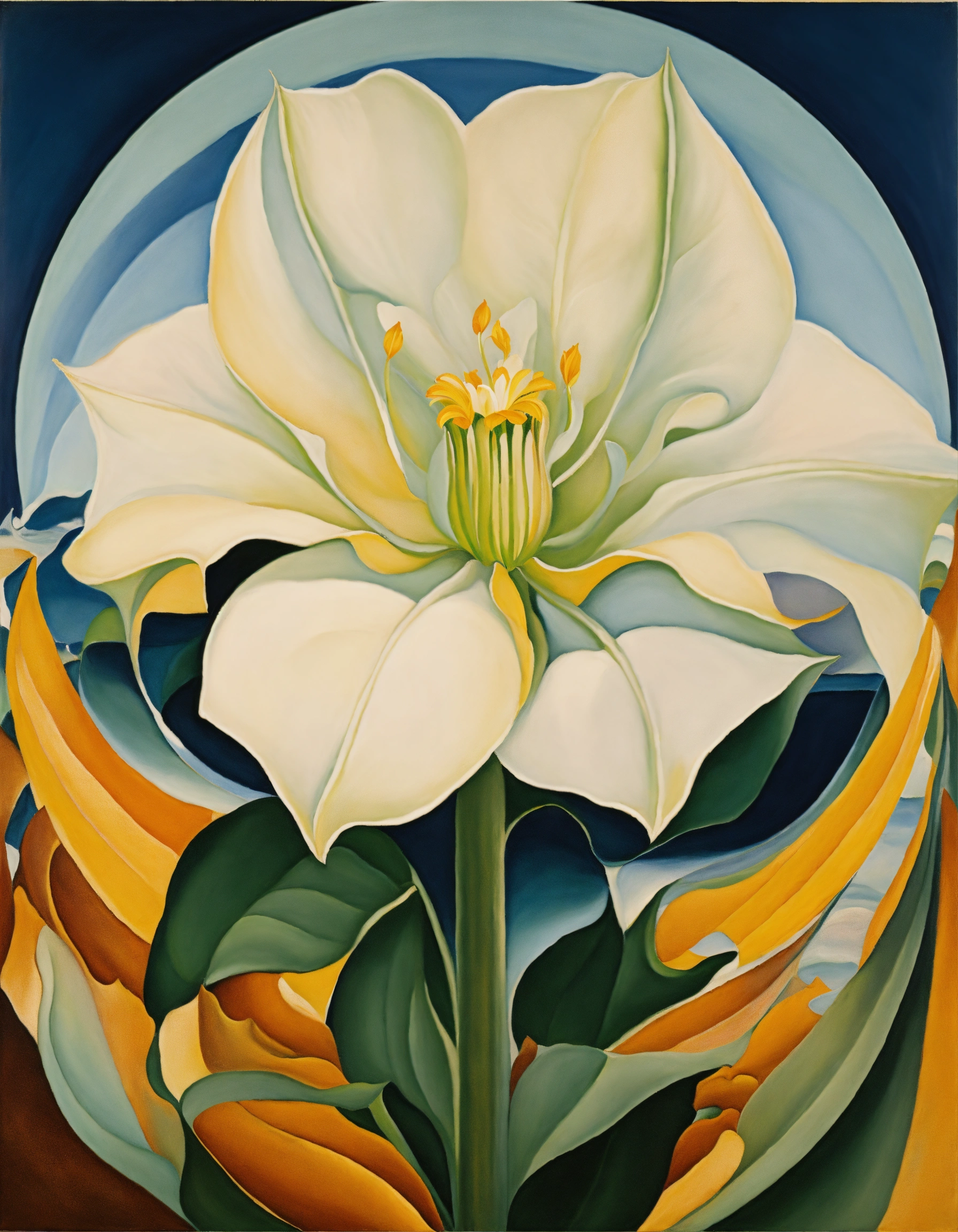 Lexica - Georgia okeeffe style meets art deco style, librating birth ...