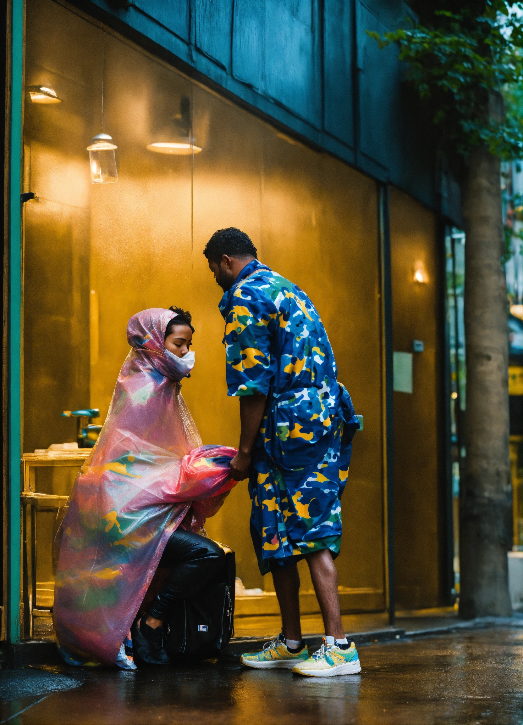 Lexica - MORNING DAMP A MAN WRAPS A WOMAN IN A BAPE