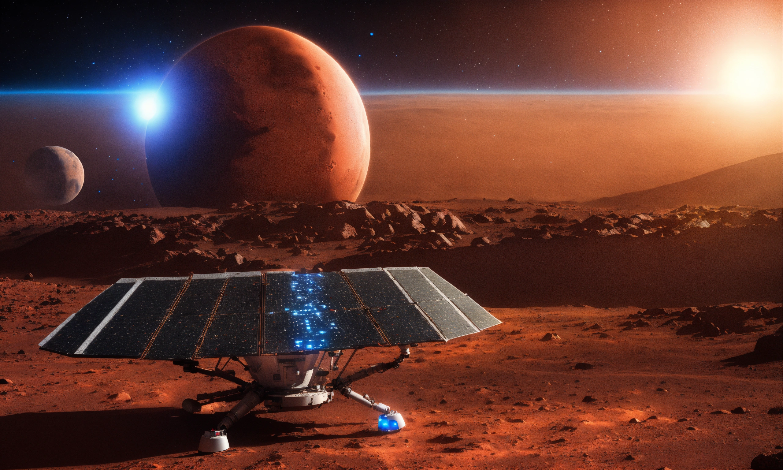 Lexica - Photo of artificial intelligence holding planet mars