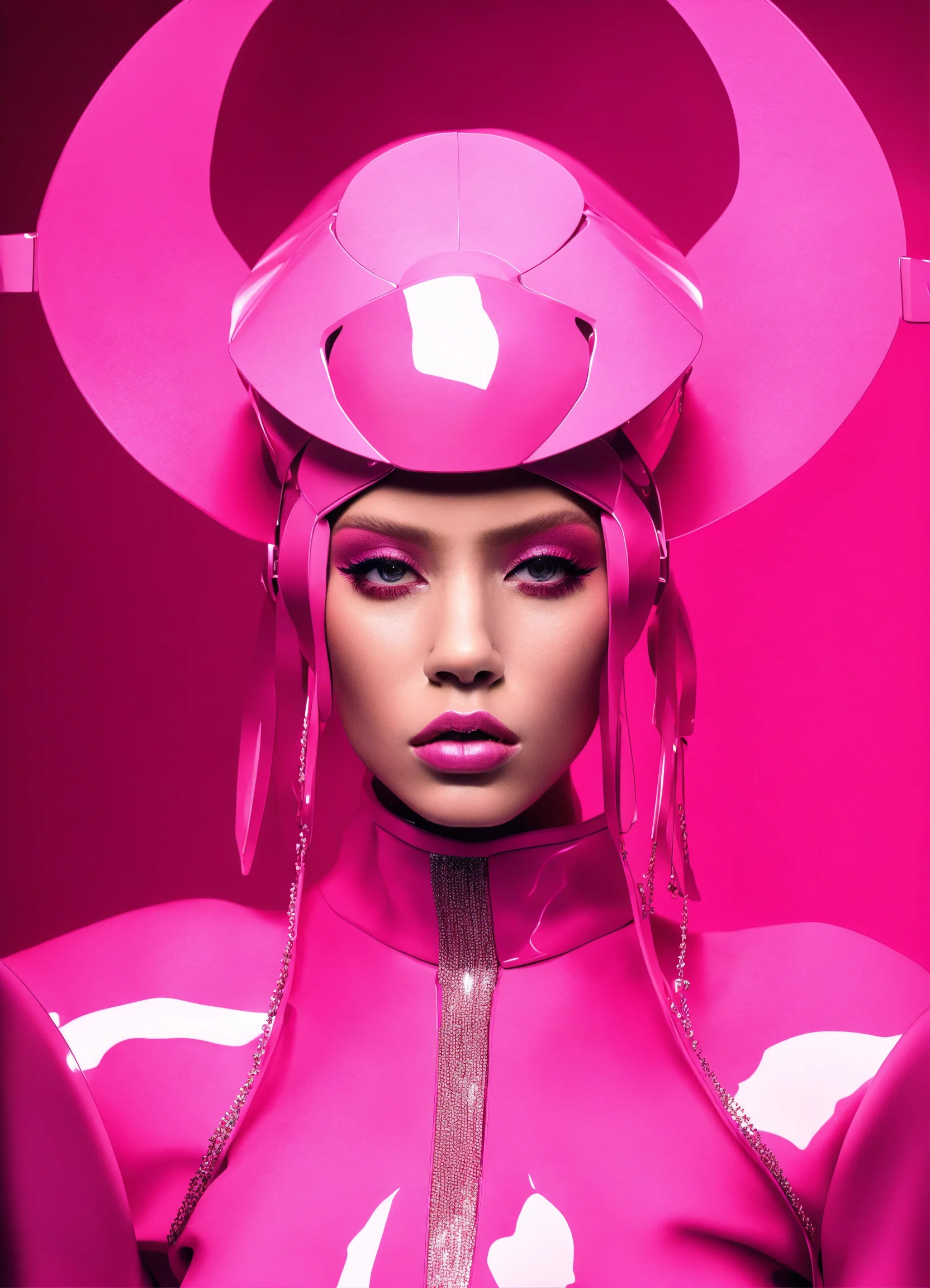 Lexica - A beautiful blonde female pop artist all pink sleek futuristic ...