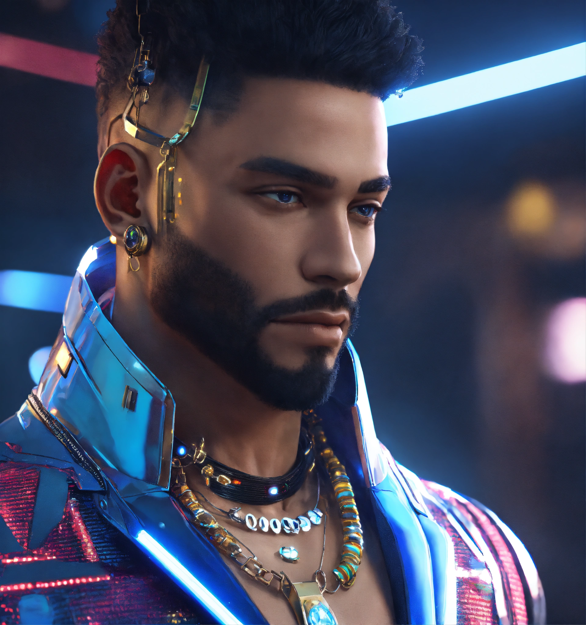 Lexica - Zoom out from an macho male android cool gangster character ...