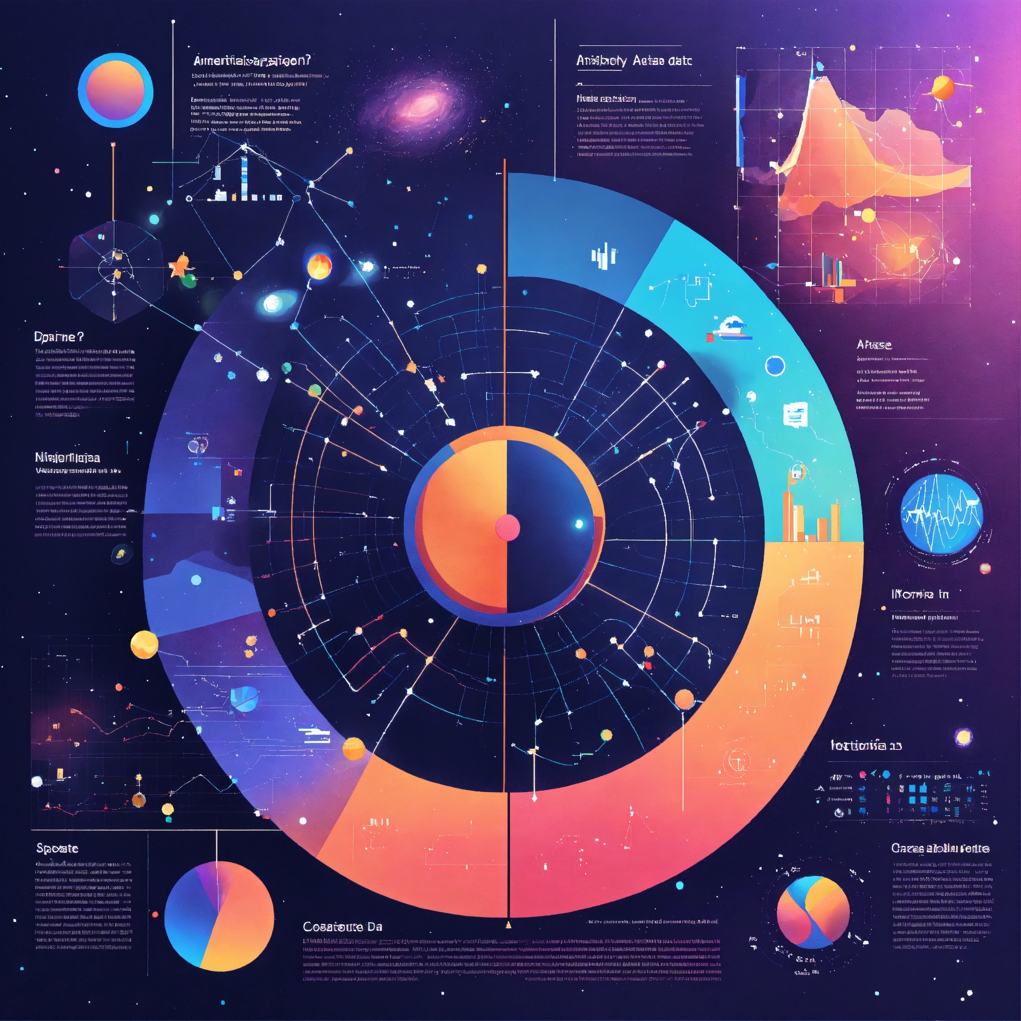 Lexica - Data analytics and artificial intelligence with graphs and charts, space theme ...
