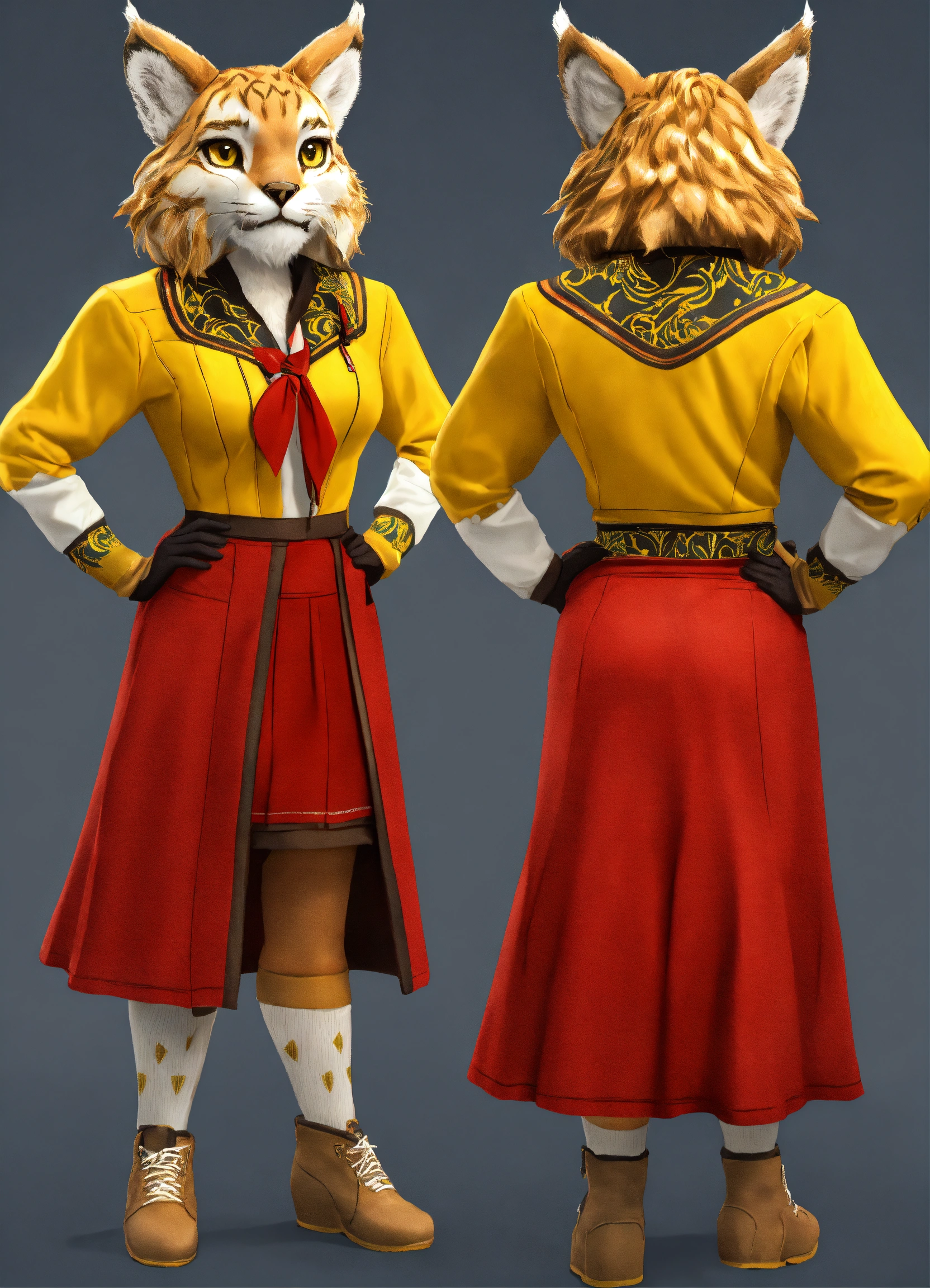 Lexica - Create a full body digital version of a female lynx mascot in ...