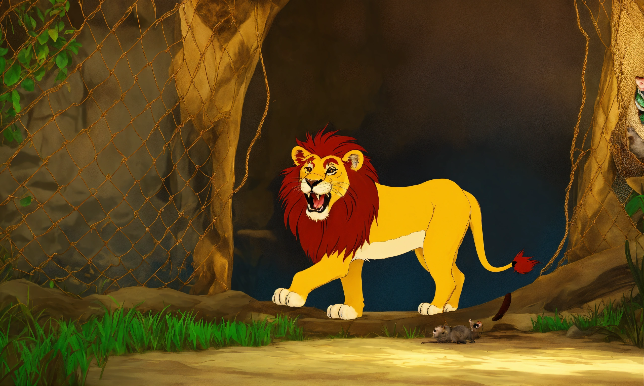 Lexica - Cartoon animation, After a few days, one day the lion got ...