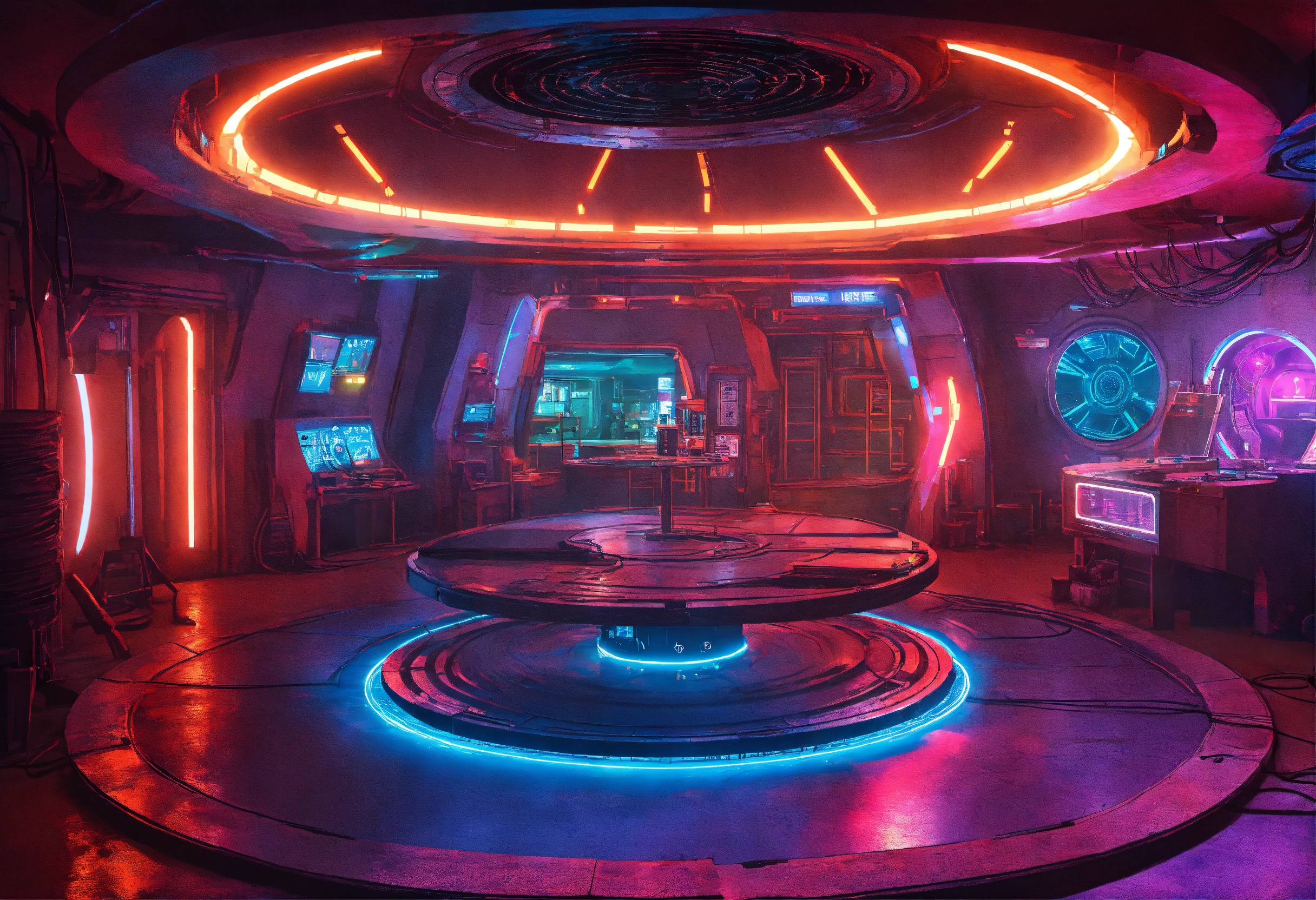 Lexica - Underground sci-fi base with cool colors and neon lighting ...