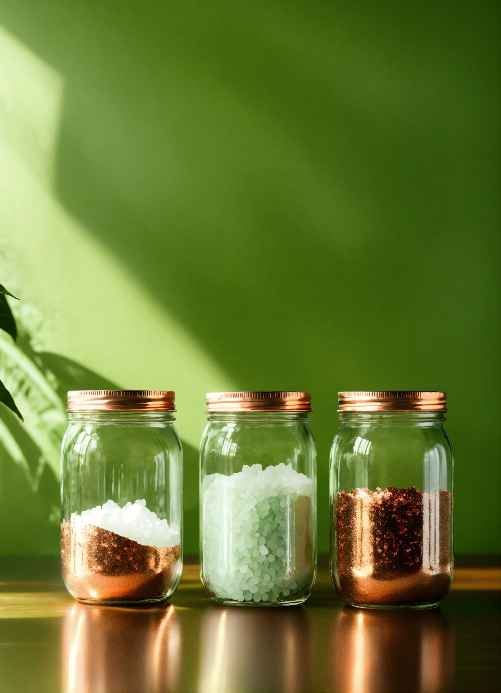 Lexica - Mockup of three mason jars filled with rock salt with copper ...