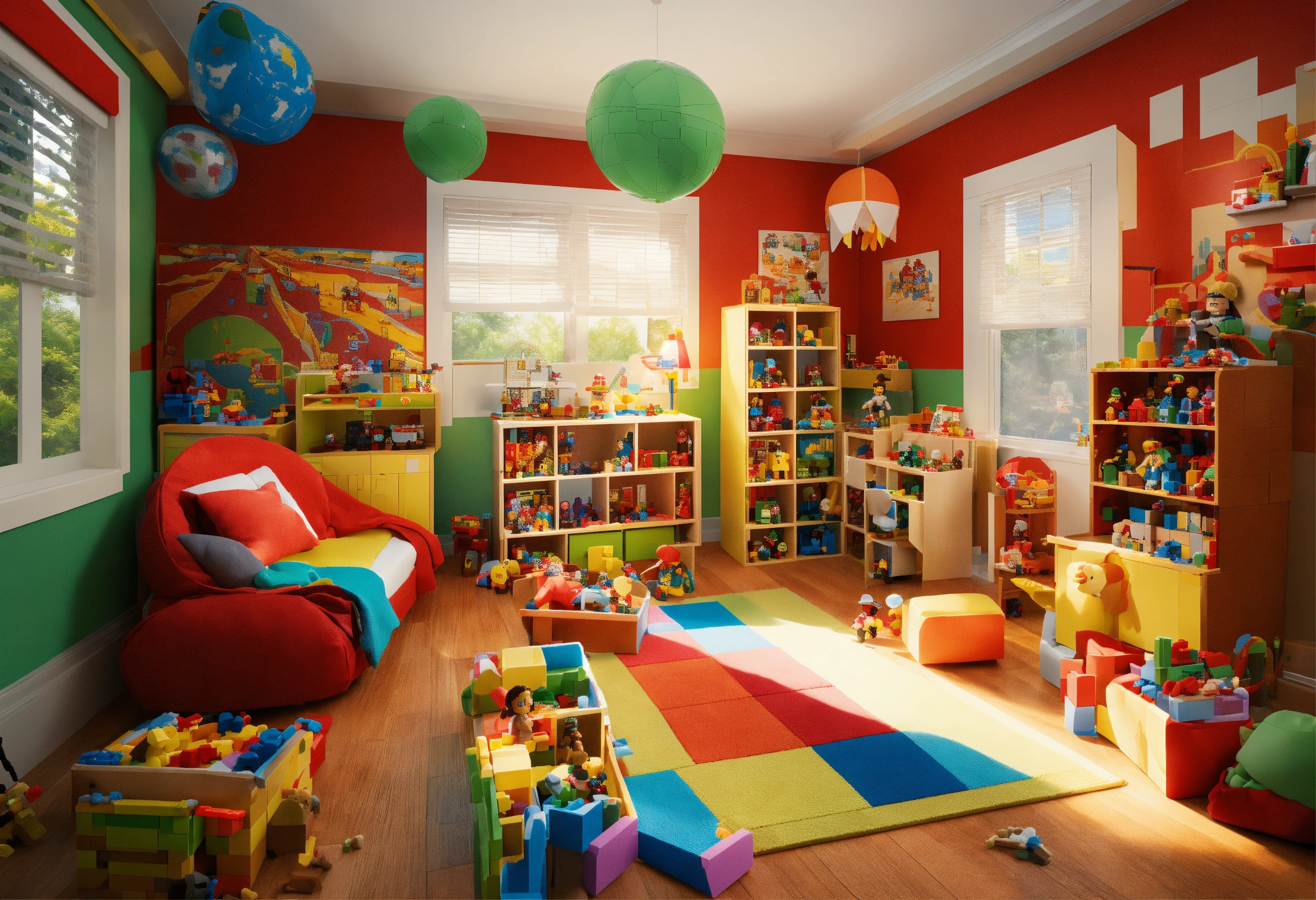 Lexica - Toy room with dolls, blocks, action figures, legos, etc ...