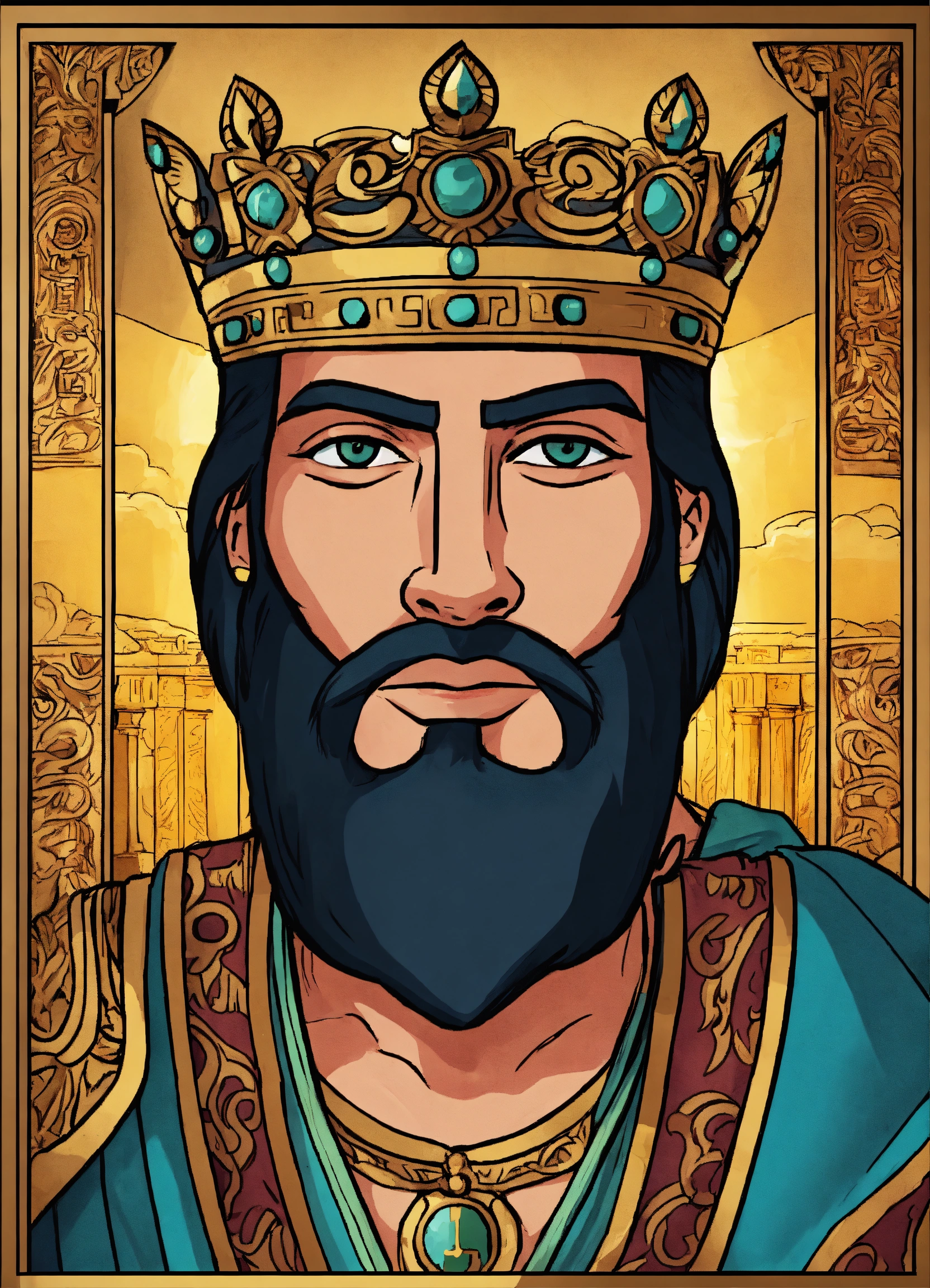 Lexica - 30 year old King solomon from the bible, 2d cartoon, face closeup