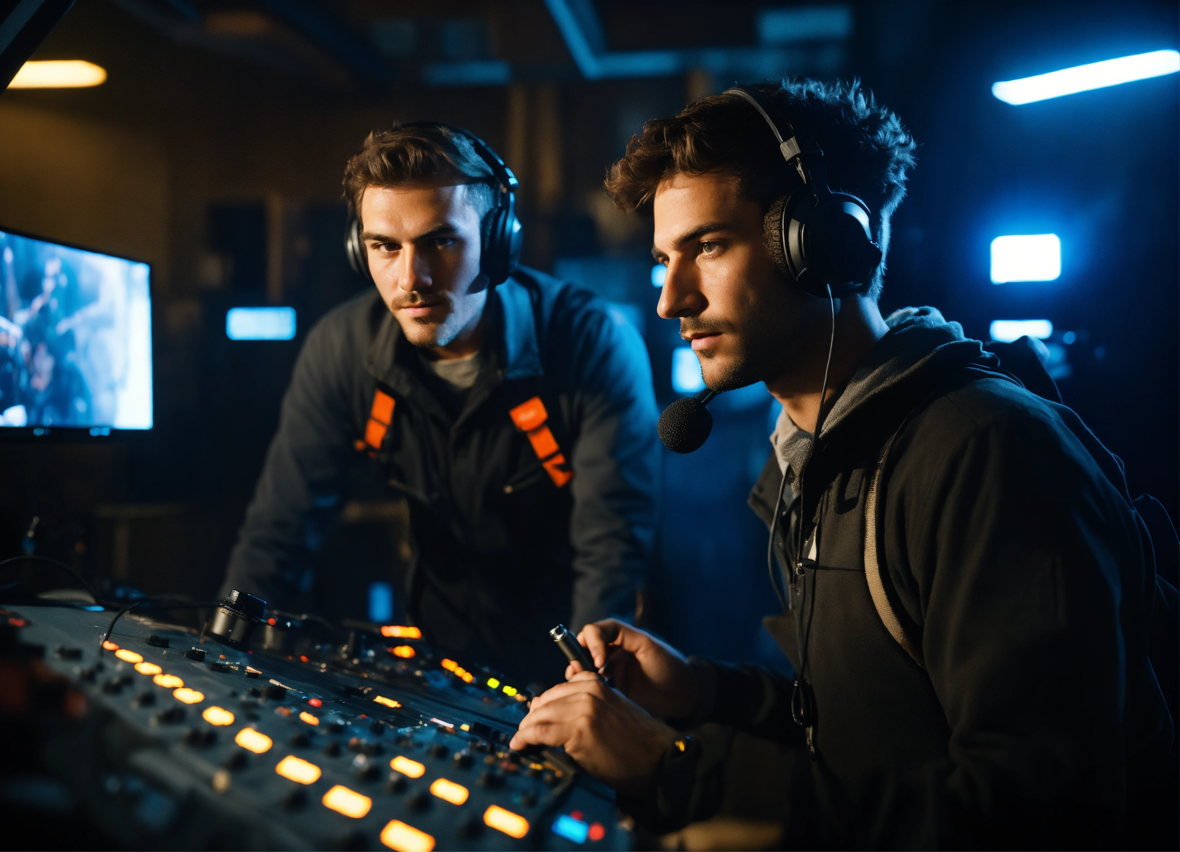 Lexica - The operator looks directly into the frame, he is under the ...