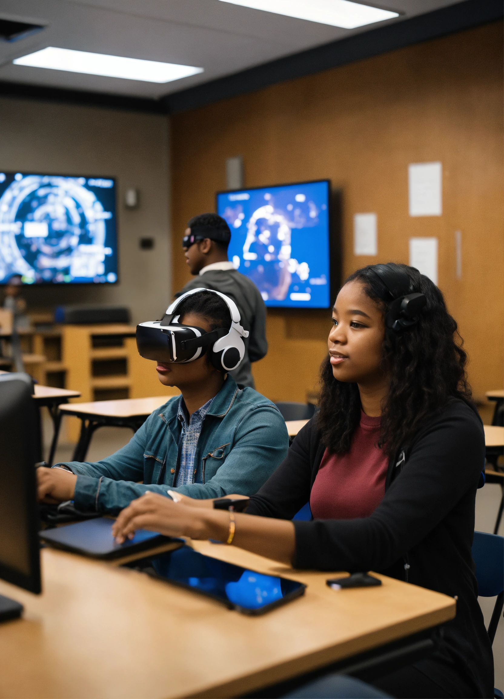 Lexica - A lively classroom filled with students of color engrossed in ...