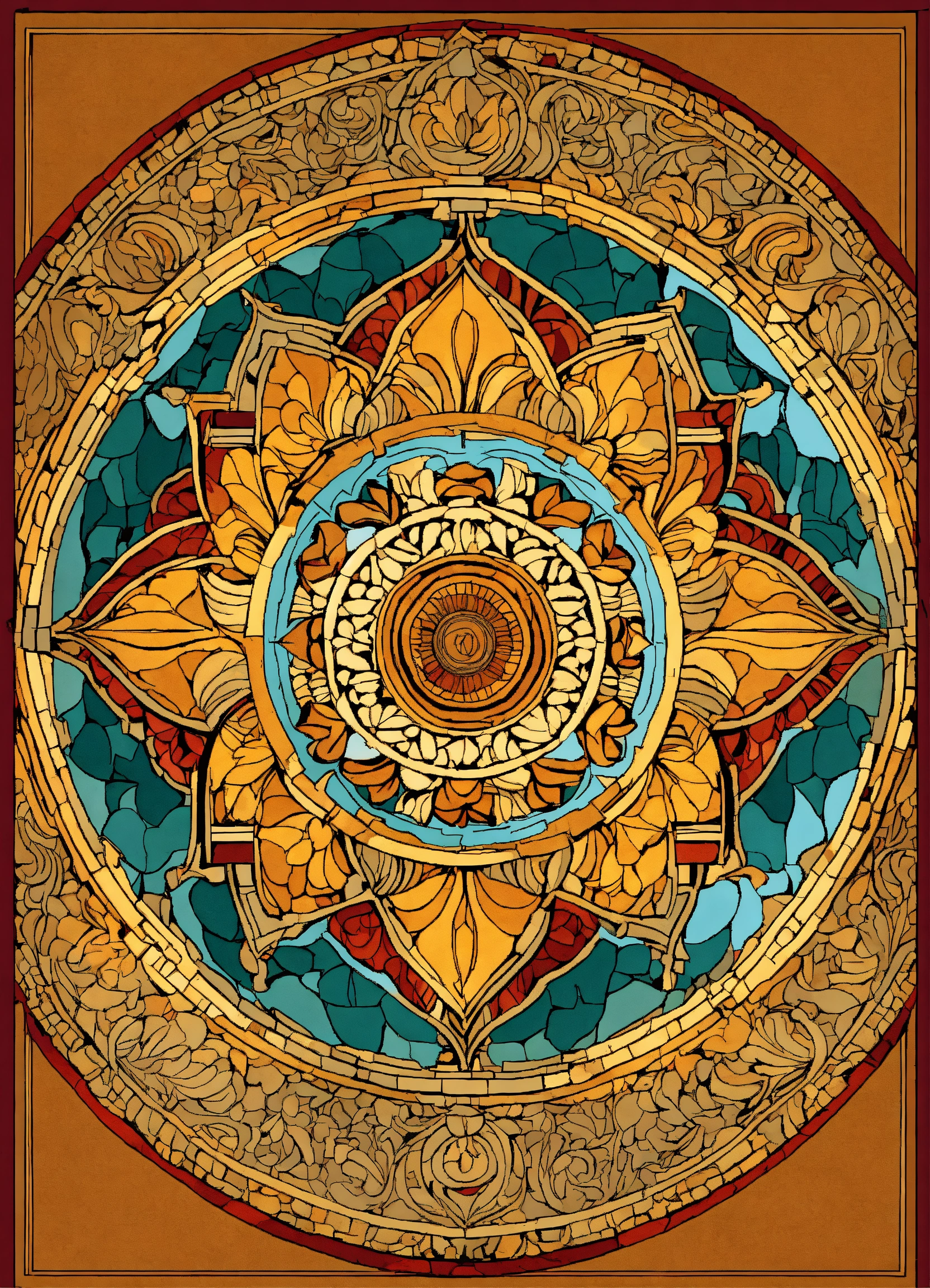 Lexica - Mandala, three tones, vector art. Heavy detail. a close up ...