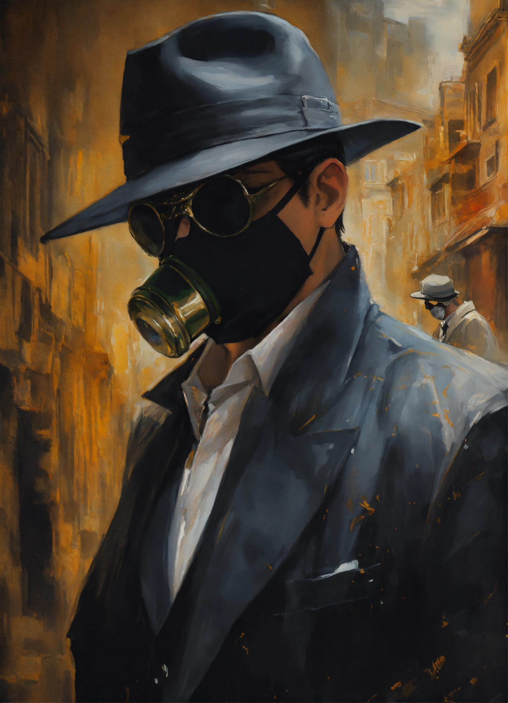 Lexica - Mysterious man hiding behind a plague mask, mafia, mafia hat ...