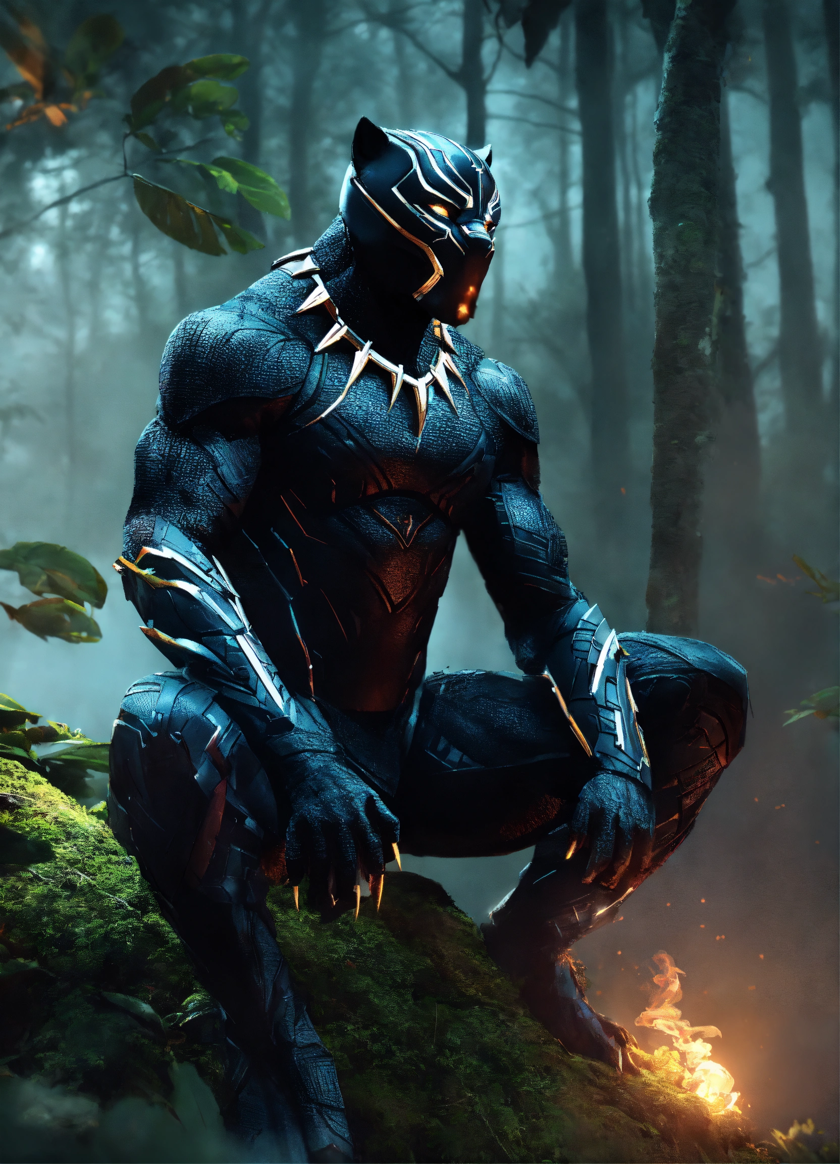 Lexica - Black panther scary hairy humanoid monster smoking a tobacco ...