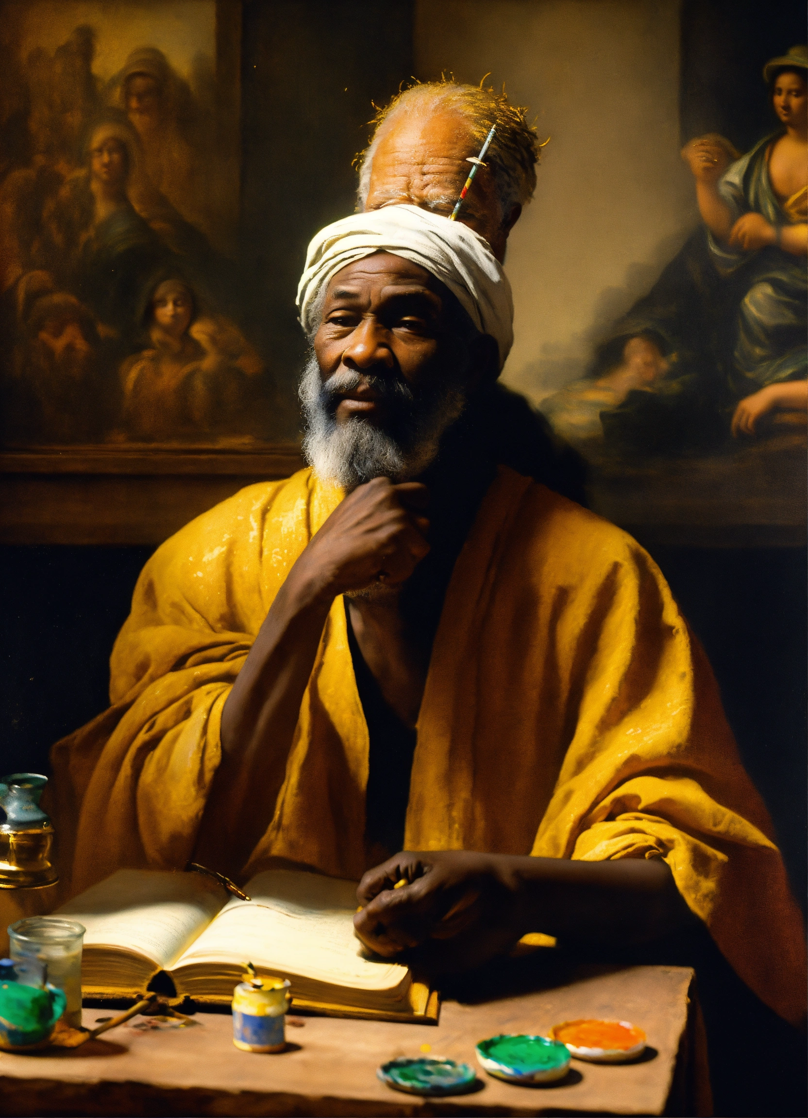 Lexica - Potrait of a african village setting;The Thinker,A male ...