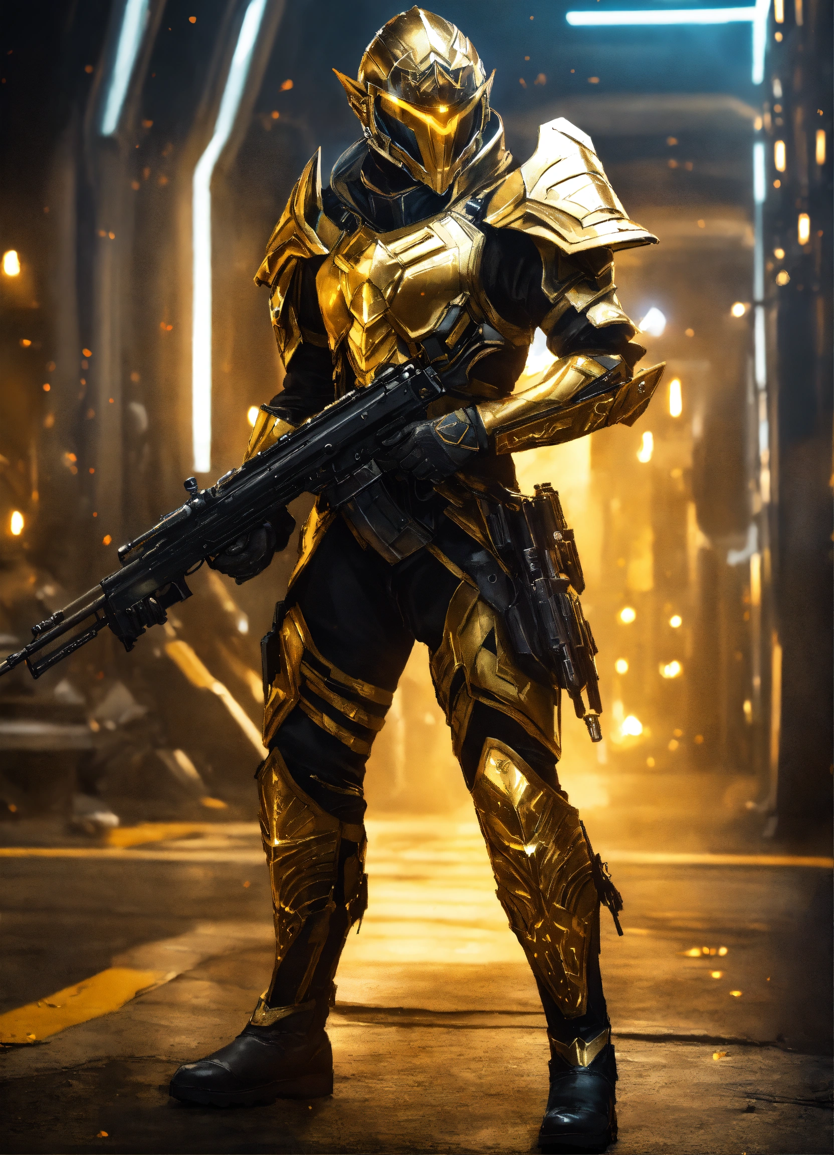 Lexica - Full body of a high elf sci fi soldier wearing heavy sci fi ...