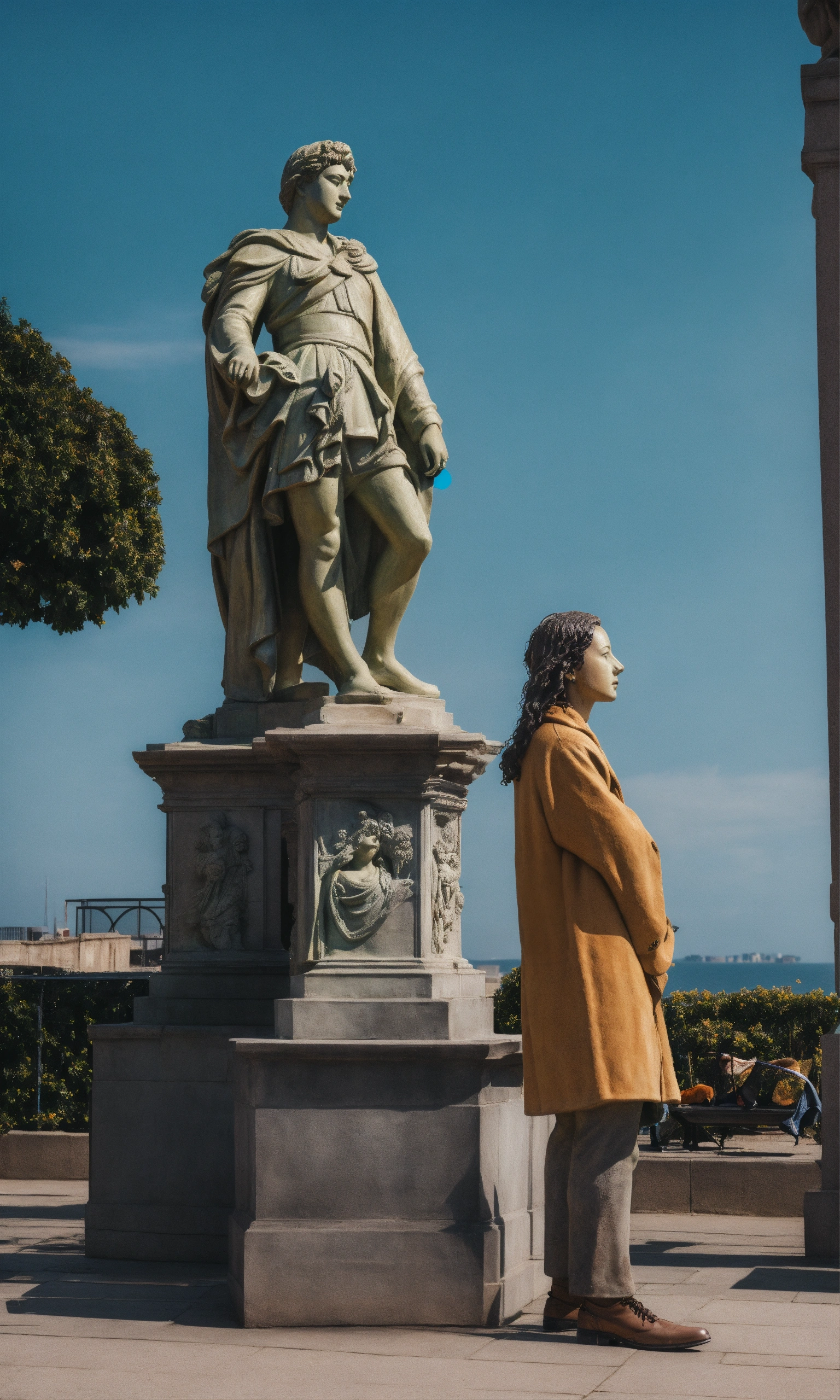 Lexica - Two people looking at the same statue, but having different ...