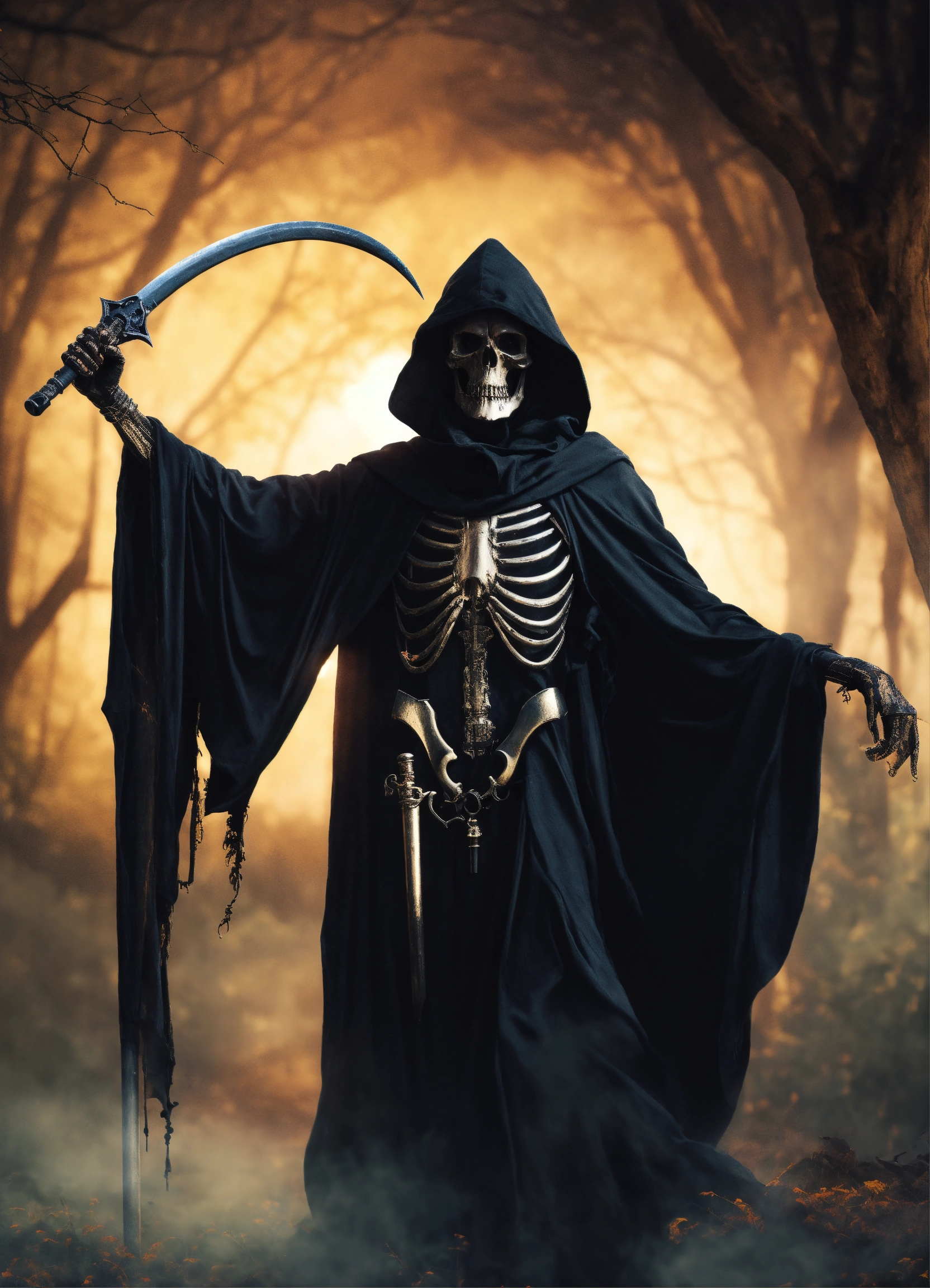 Lexica - A grim reaper with his arm outstretched and pointing