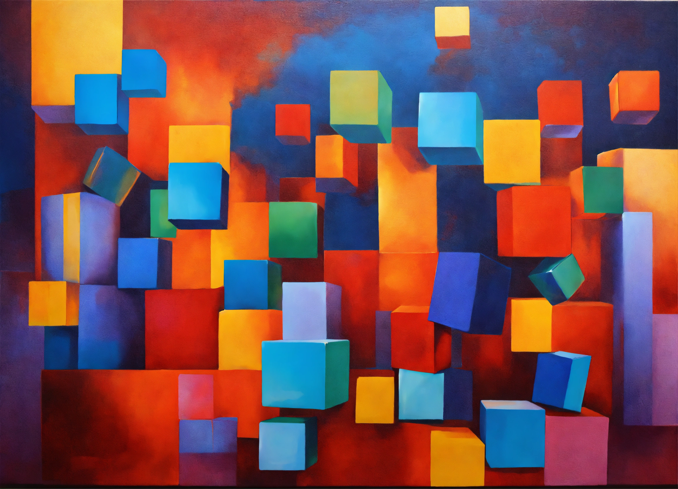 Lexica - Very abstract Contemporary art painting CUBES like the great ...