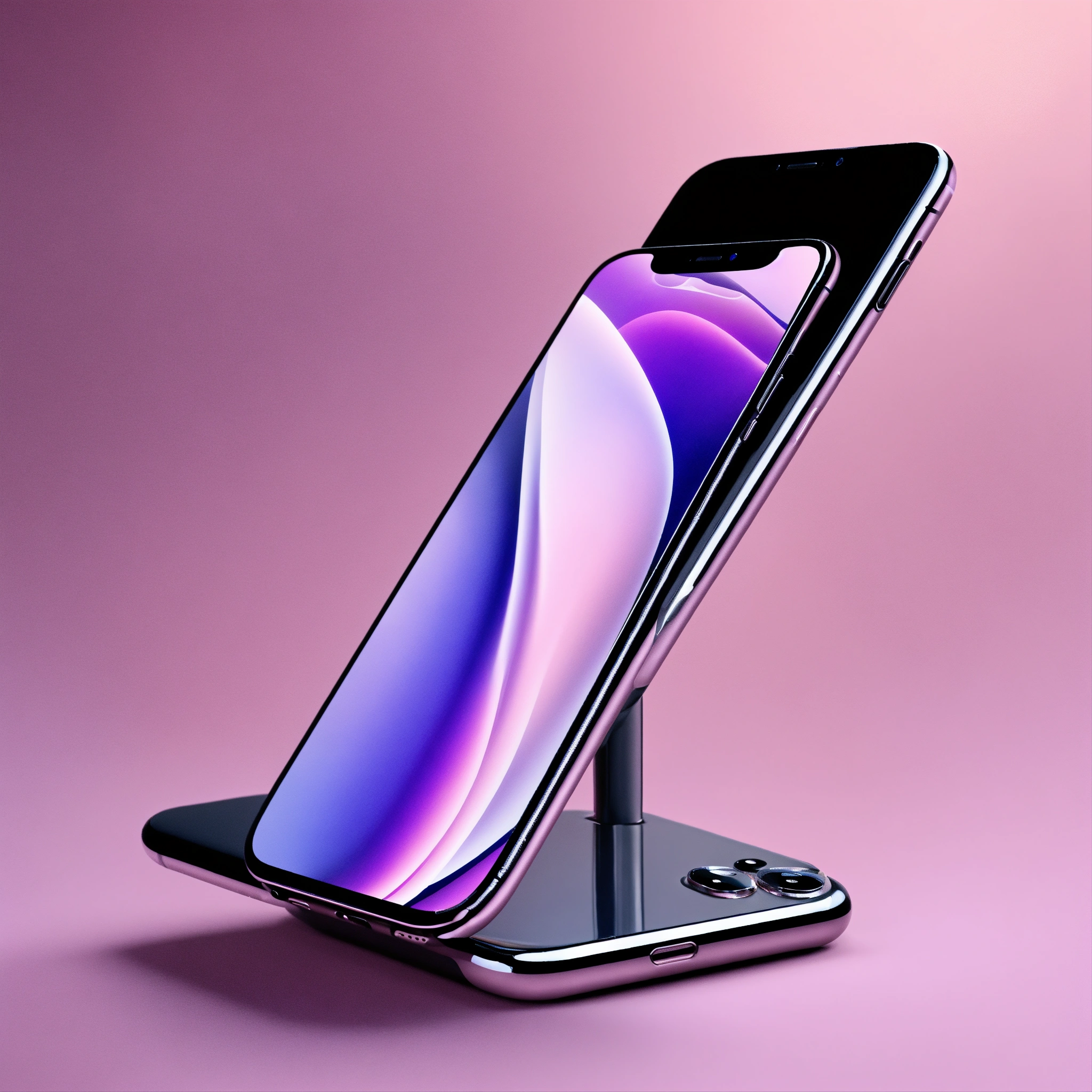 Lexica - 3d iphone phone icon with a video on a lilac background