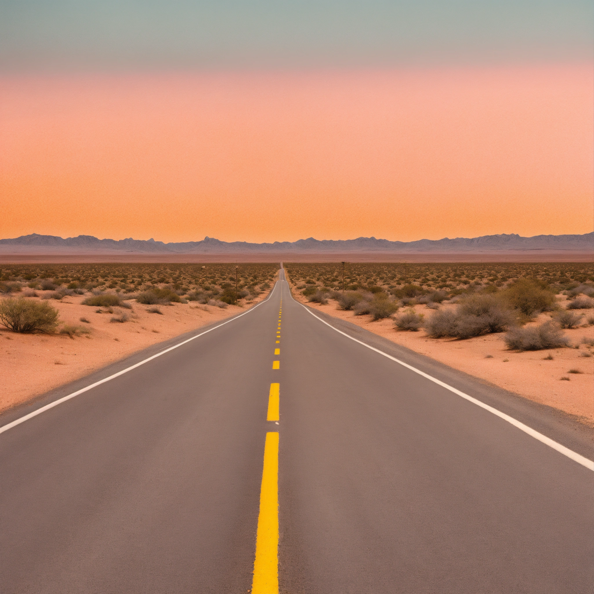 Lexica - A light grey road in a dessert, Wes Anderson Colour