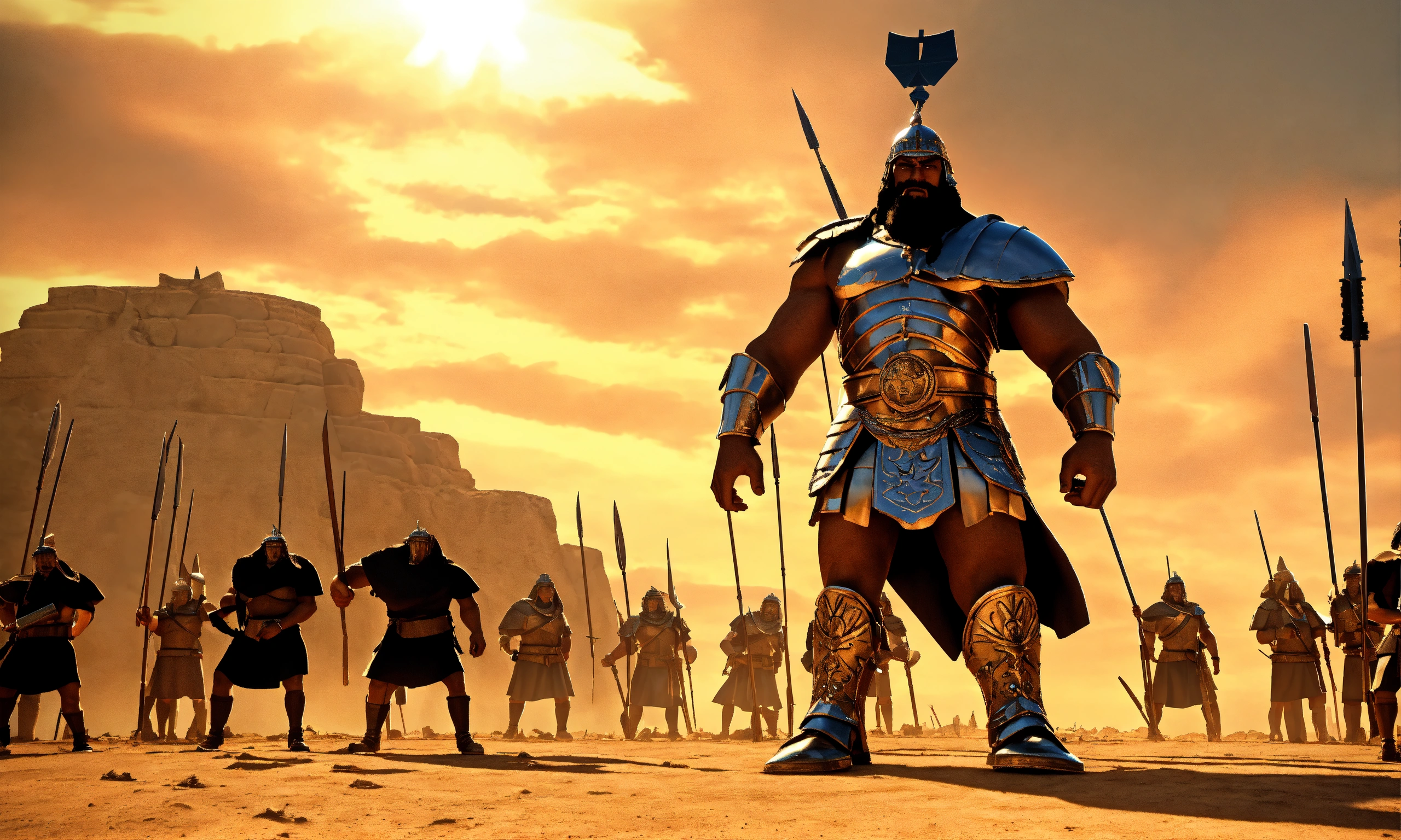 Lexica - Scene Description "Goliath, the massive Philistine warrior ...