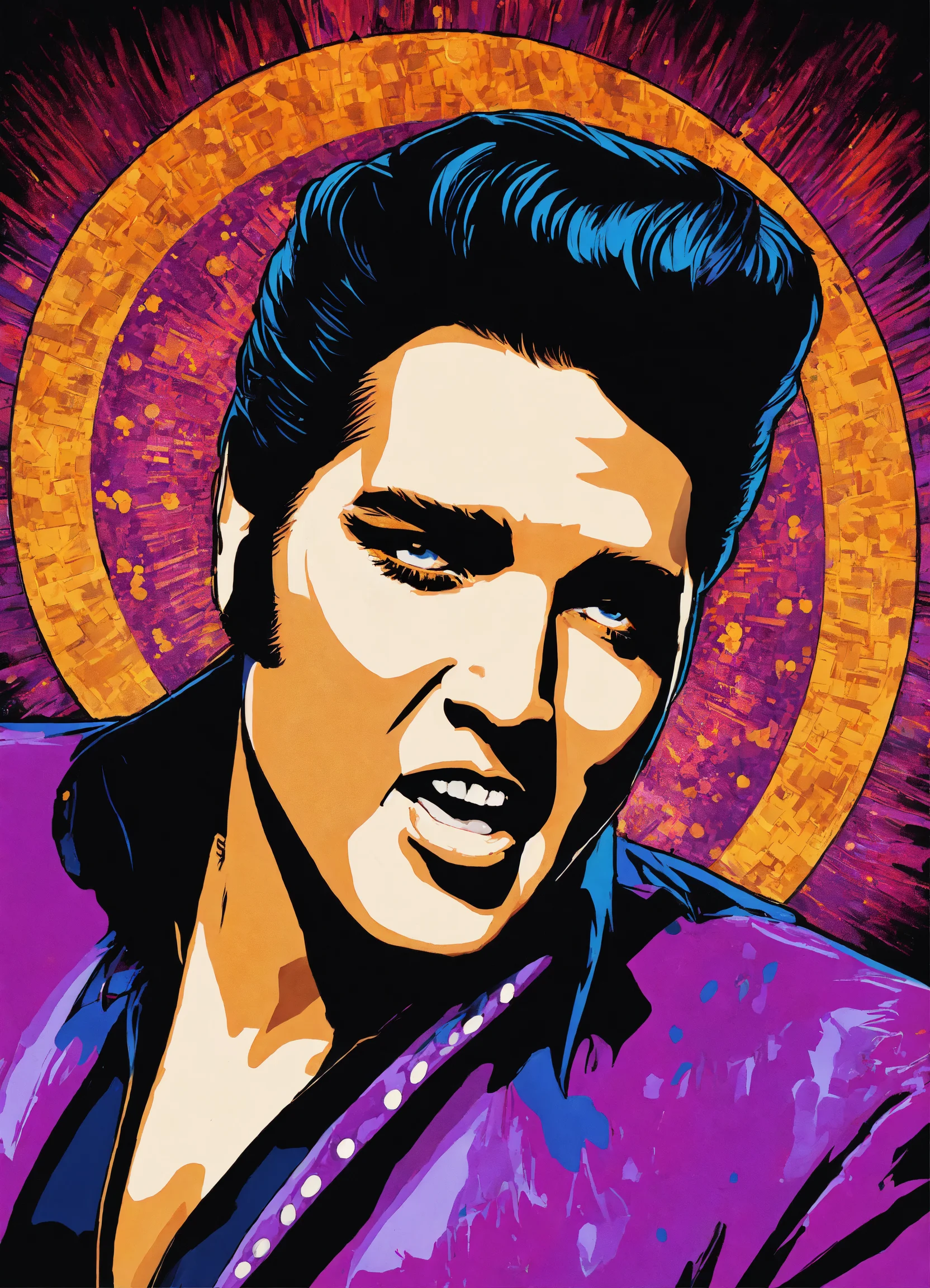 Lexica - Elvis Presley singing, close up portrait, yelling, high detail ...