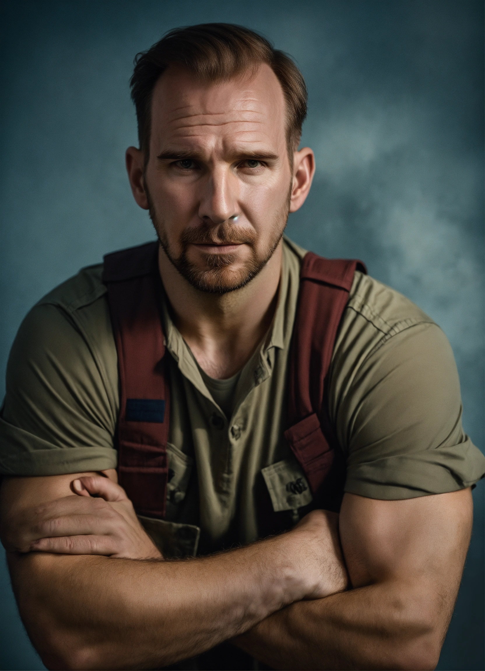 Lexica - Scared man, US Marine, FRONT VIEW, casual clothes, arms ...