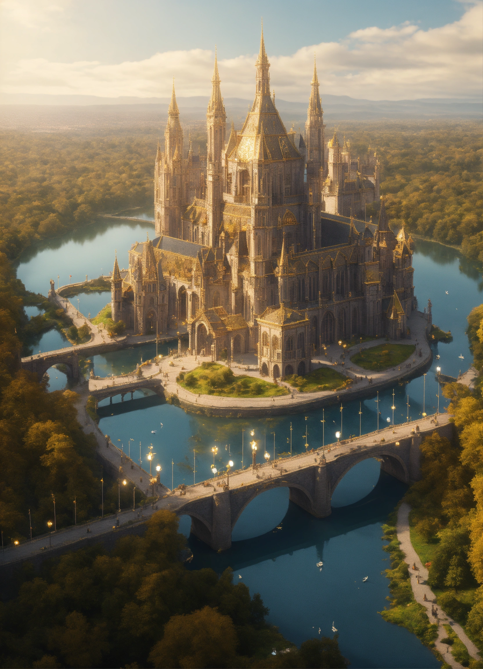 Lexica - Fantasy city surrounding a colossal academy on a bridge in ...