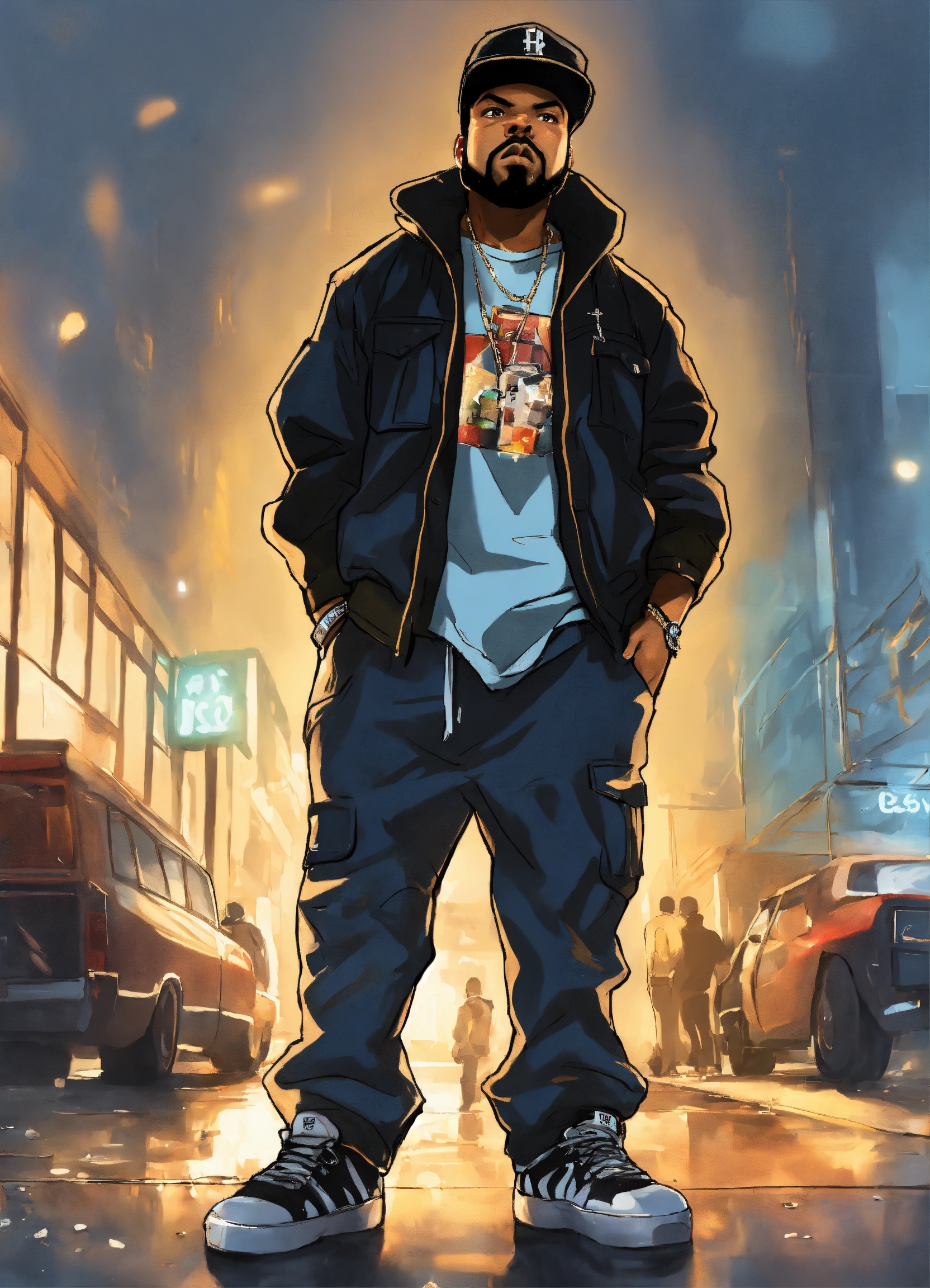 Lexica - Hip hop art style Ice Cube boondocks full body