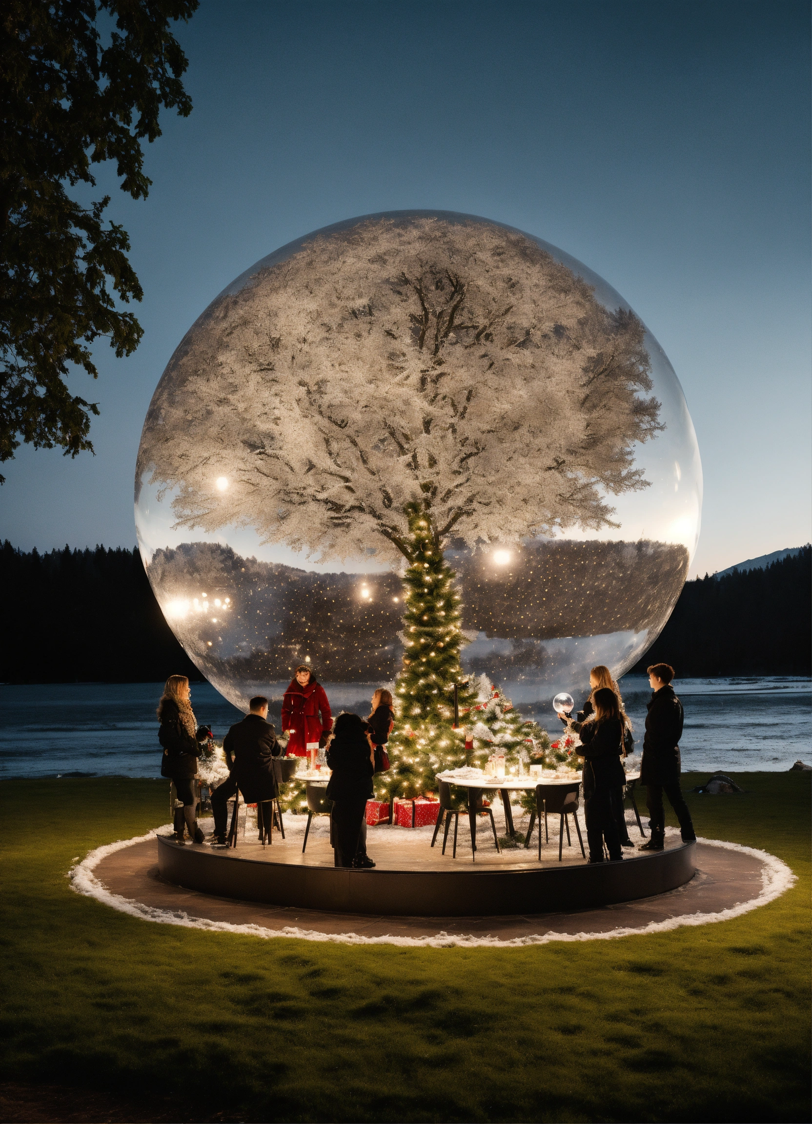 Lexica - Create a captivating snow globe photo wall spanning ...