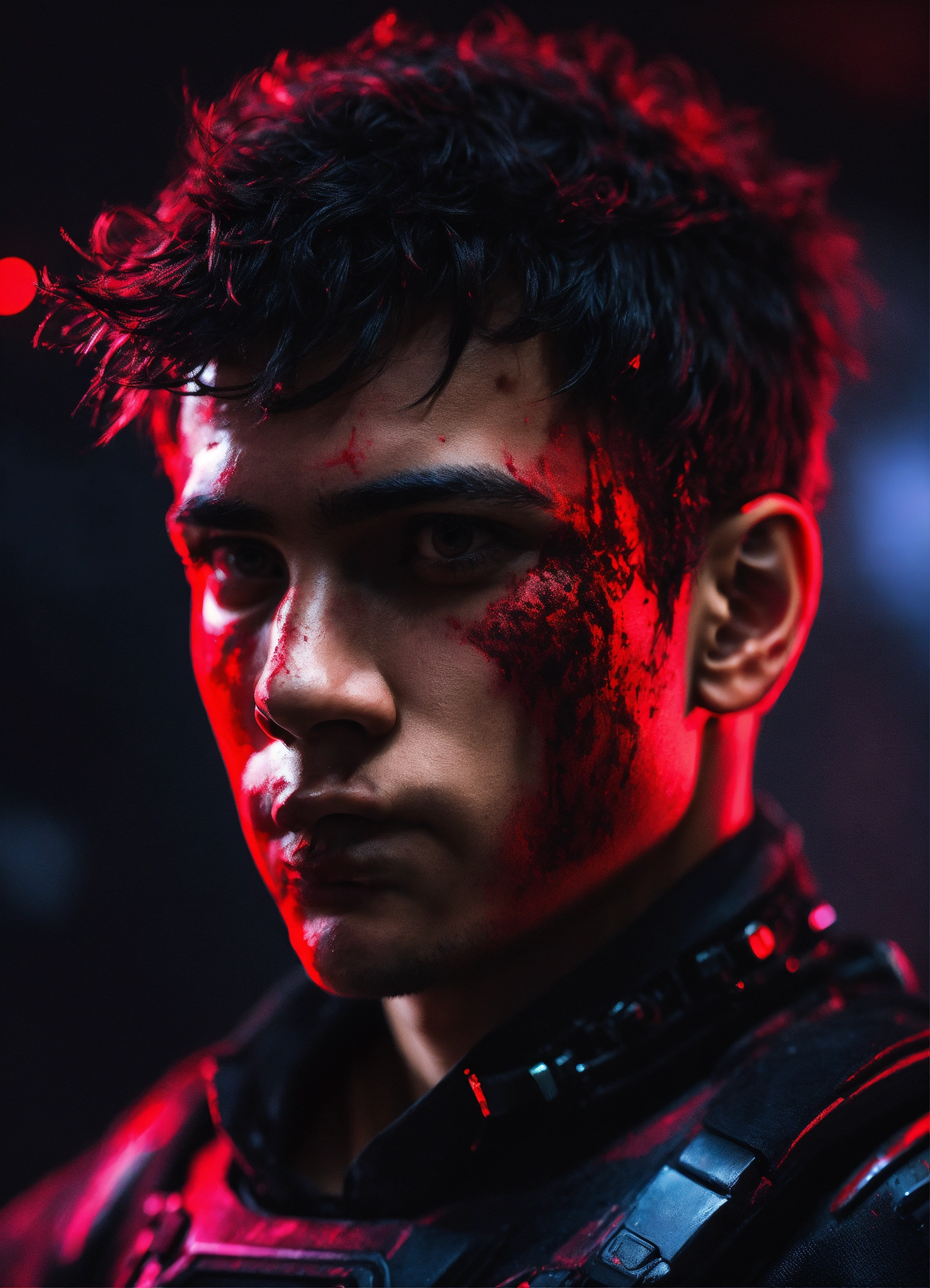 Lexica - A realistic photograph of a 22-year-old man, with a scary ...