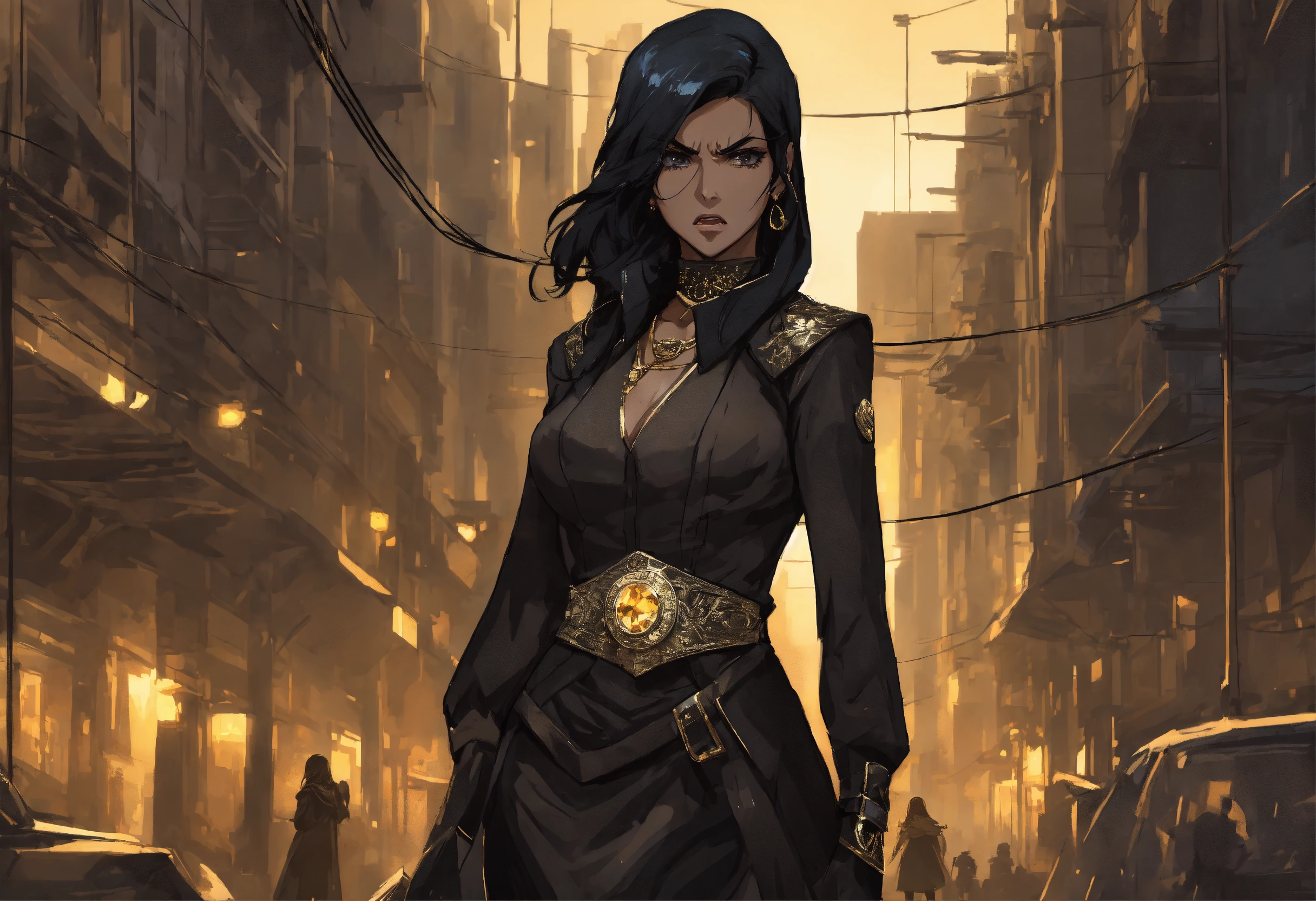 Lexica - Angry beautiful middle eastern assassin wearing a black and ...