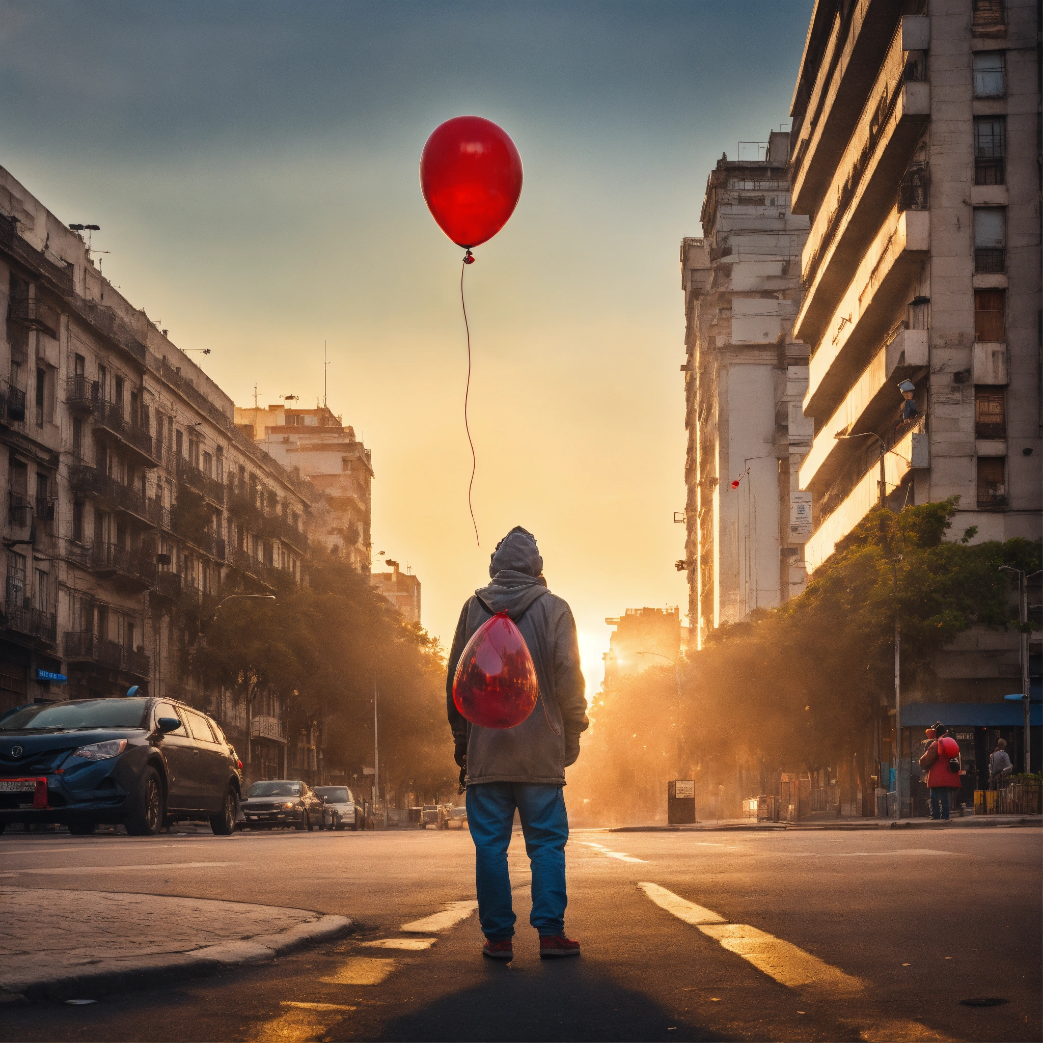 Lexica - Very creepy homeless standing in the street, with headphones ...