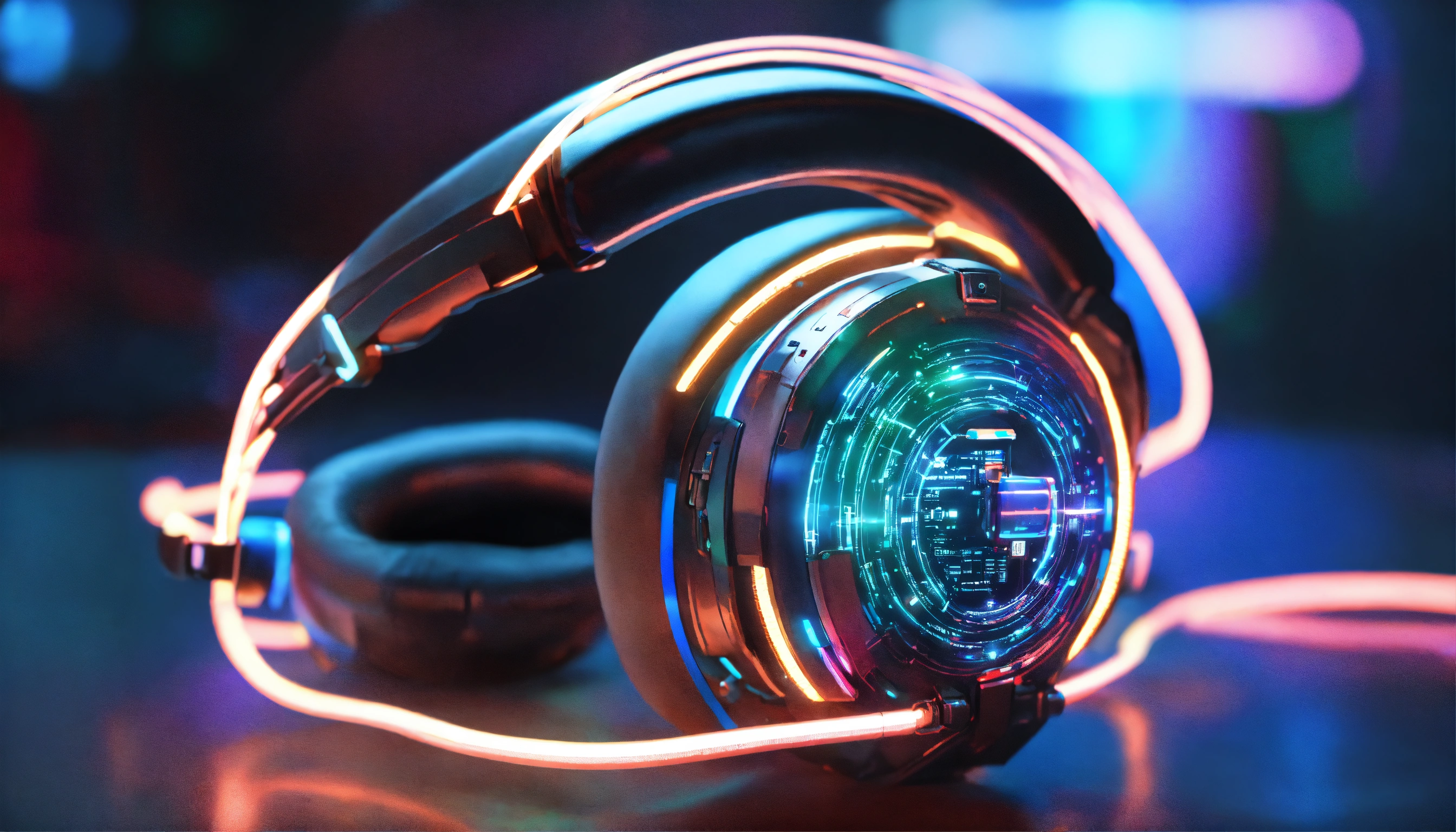 Lexica - Holographic cybernetic headset, zoom out, cyberpunk style ...