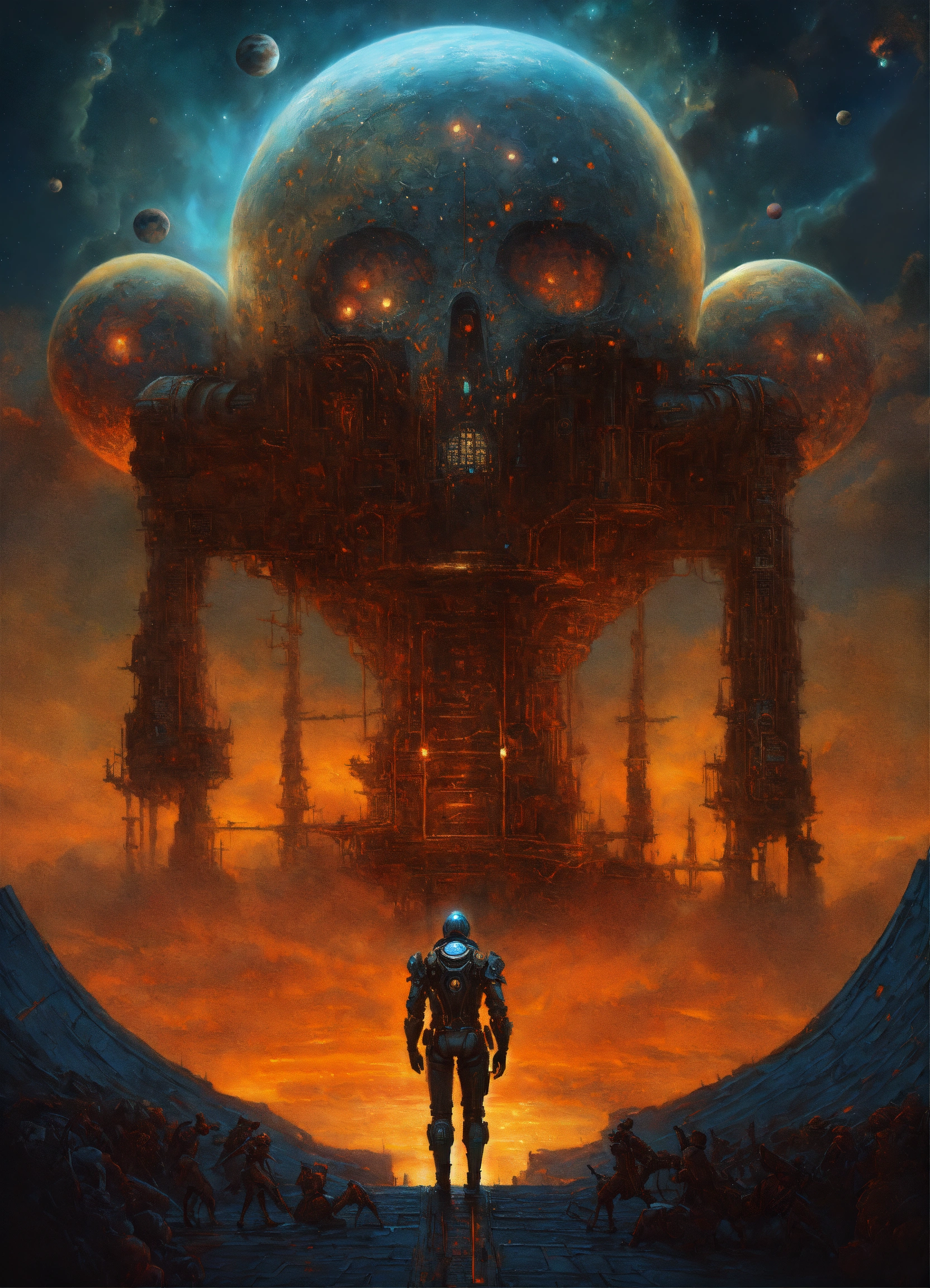 Lexica - A detailed painting inspired by beksinski of an evil cyborg ...