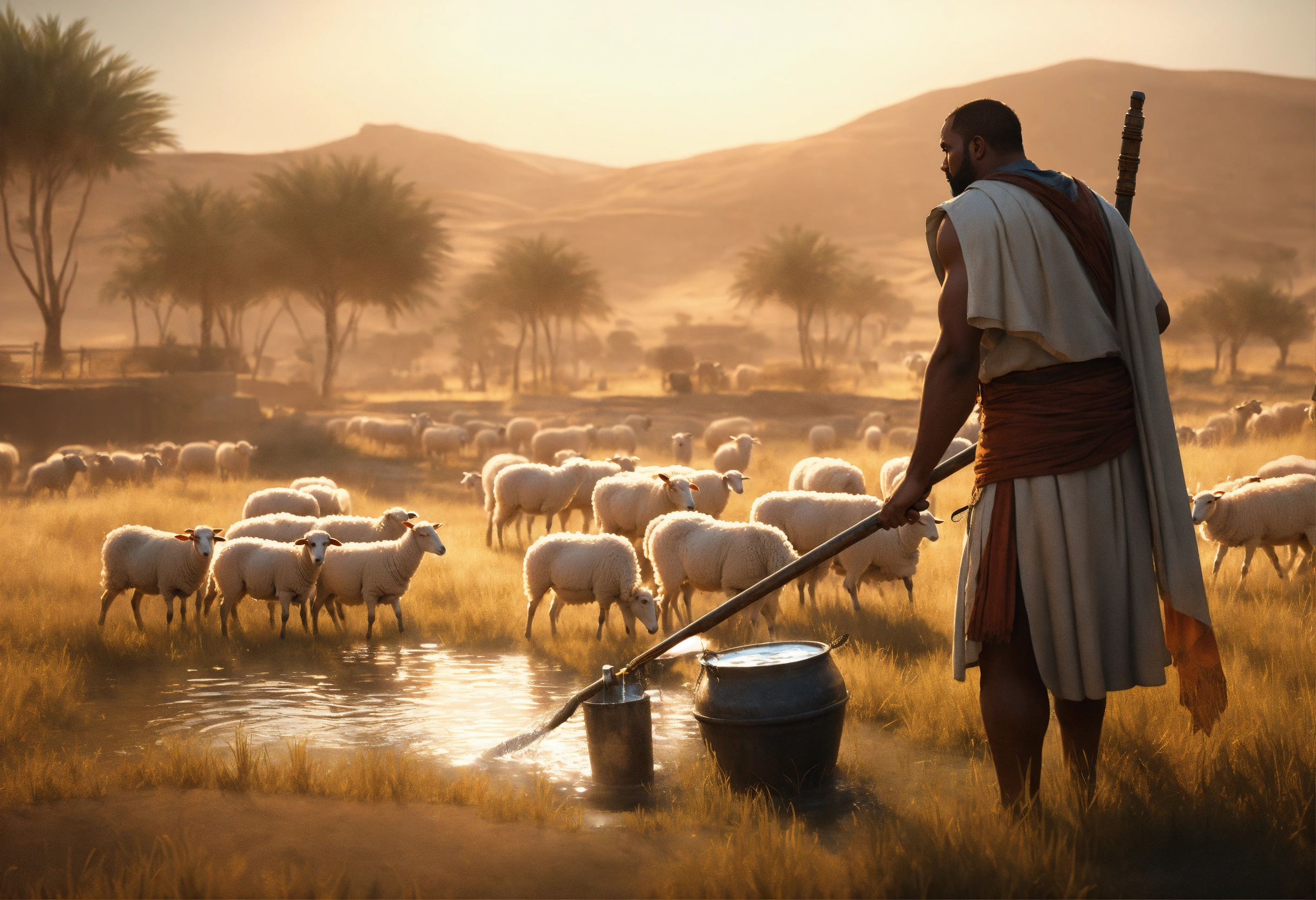 Lexica - Moses strong man helps jethro's daughters draw water from the ...