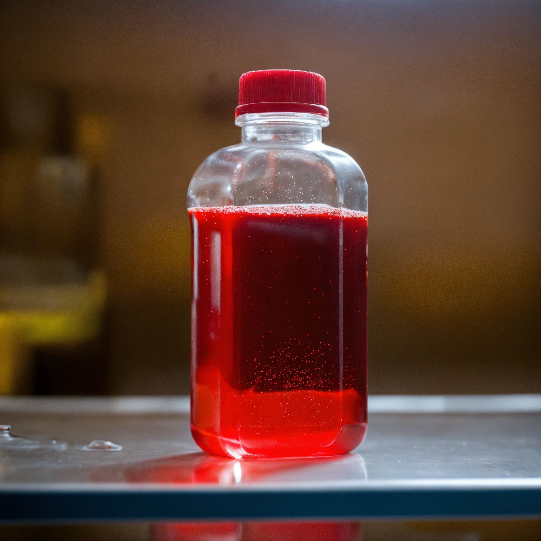 Lexica - A rectangular plastic bottle with a clear red liquid inside in ...