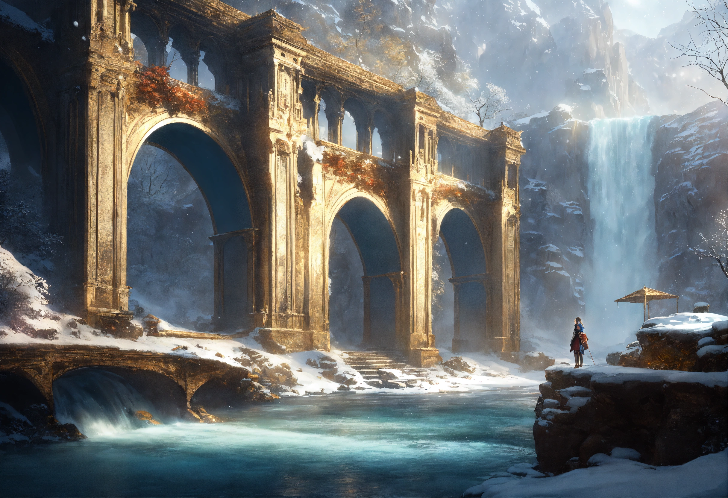 Lexica - Girl in gigantic palace made of crystal stone with arches and ...