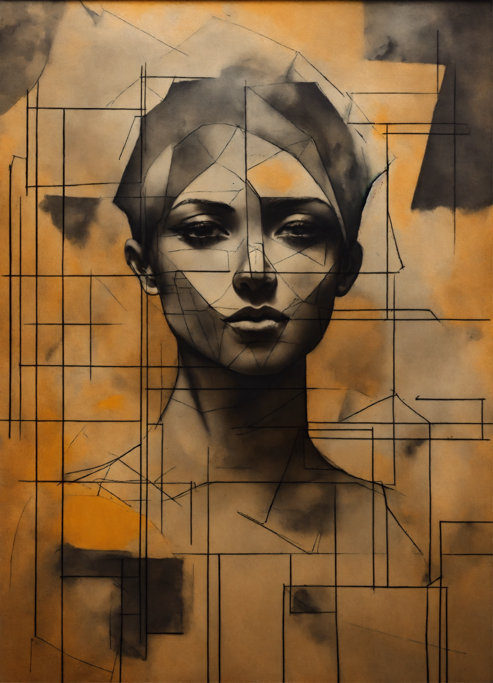 Lexica - Create the outline of personification of frenzy, painted with ...
