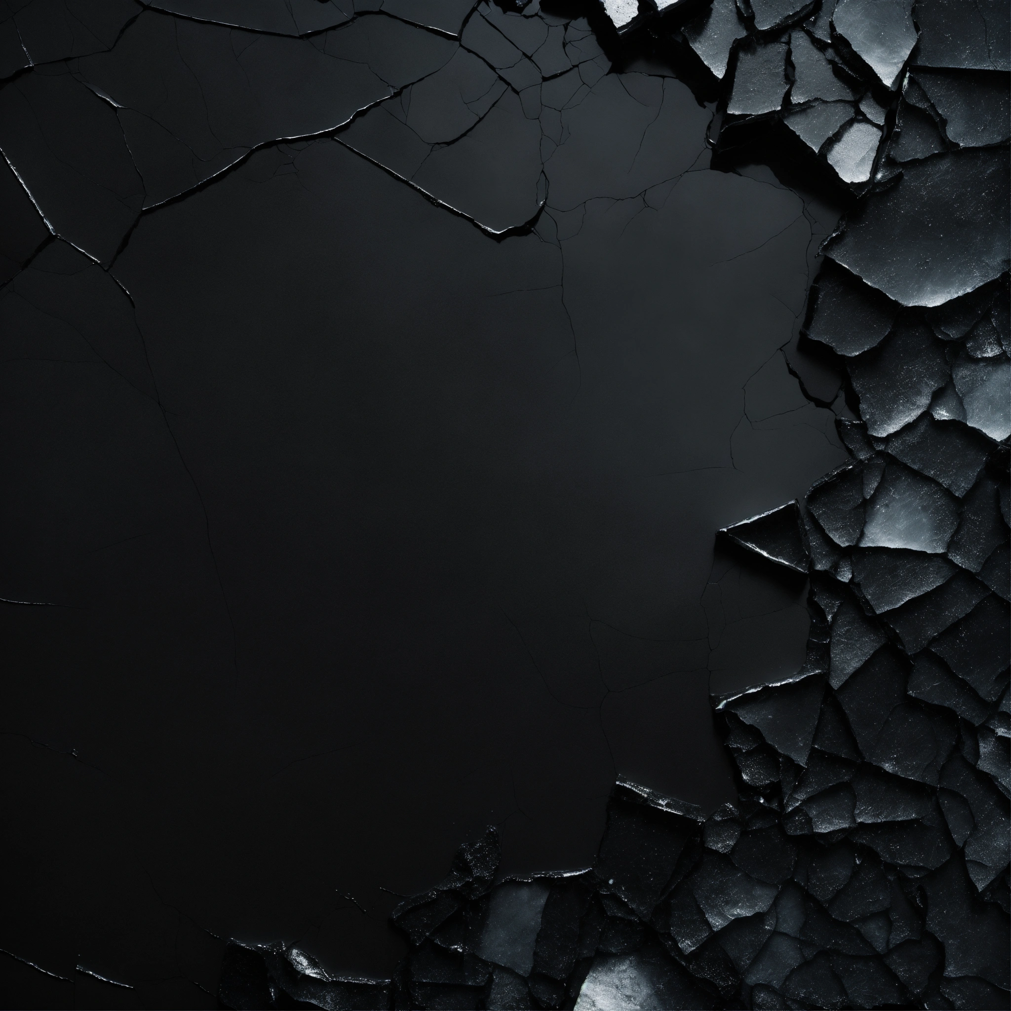 Lexica - Pure black background, overlay of cracked ice around all four ...