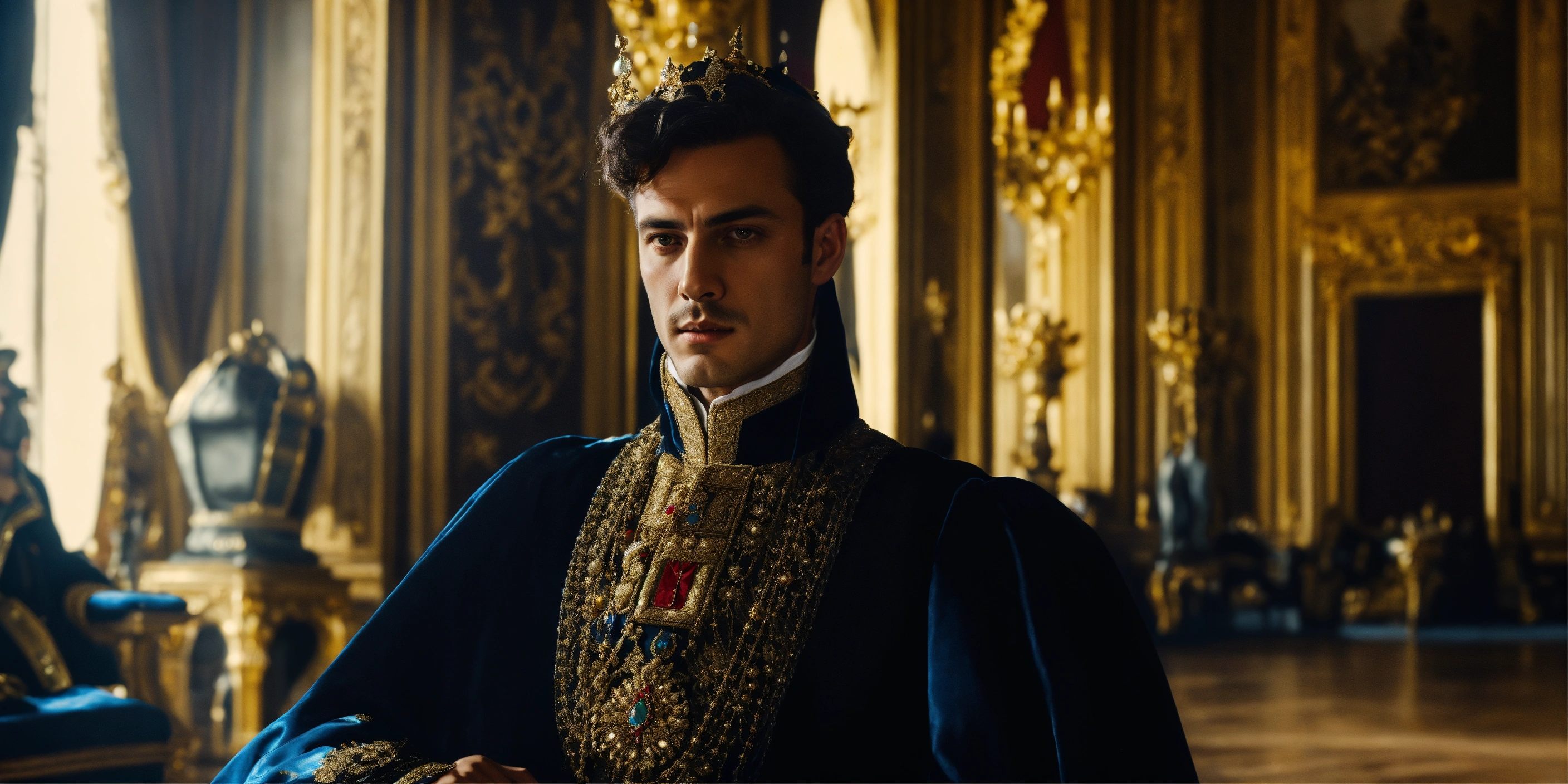 Lexica - Dramatic portrait of a young and handsome evil French emperor ...