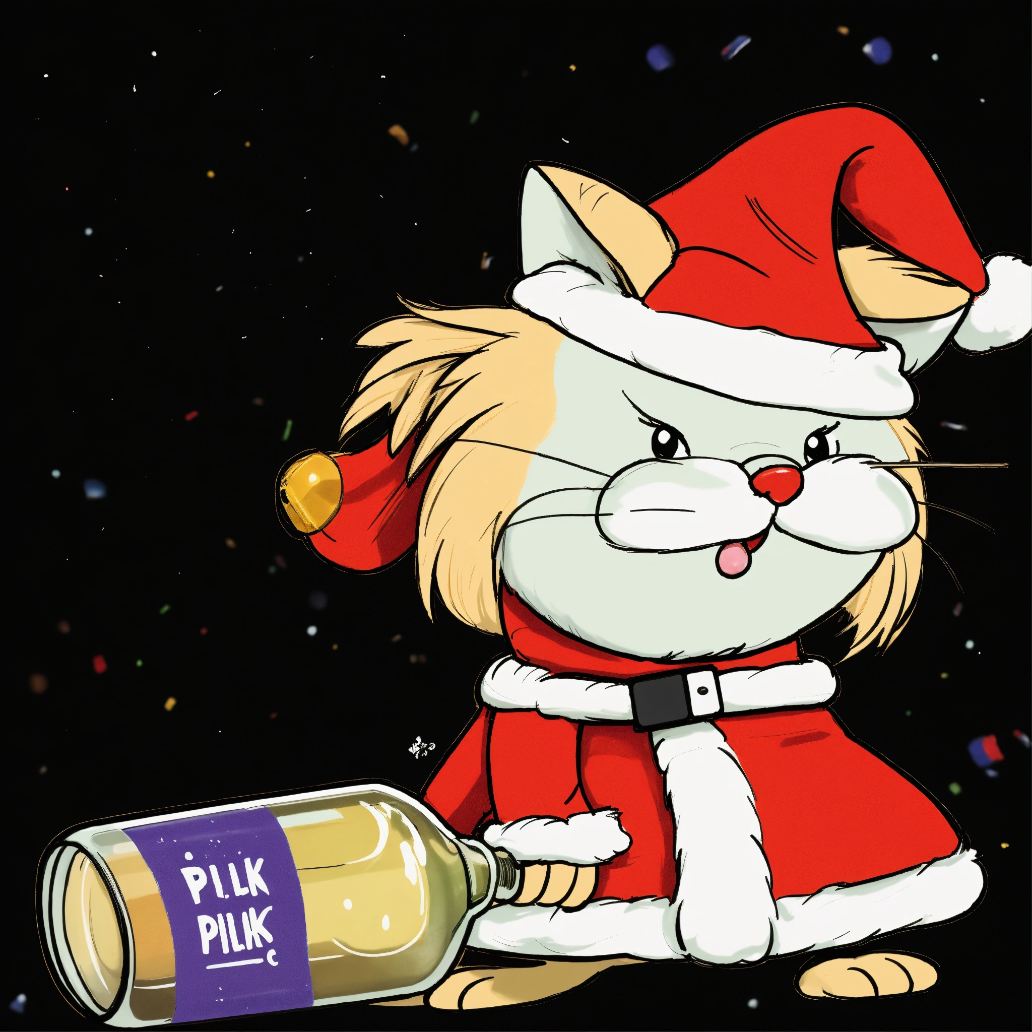 Lexica - An anthropomorphic cat with blonde hair wearing a Santa Claus ...