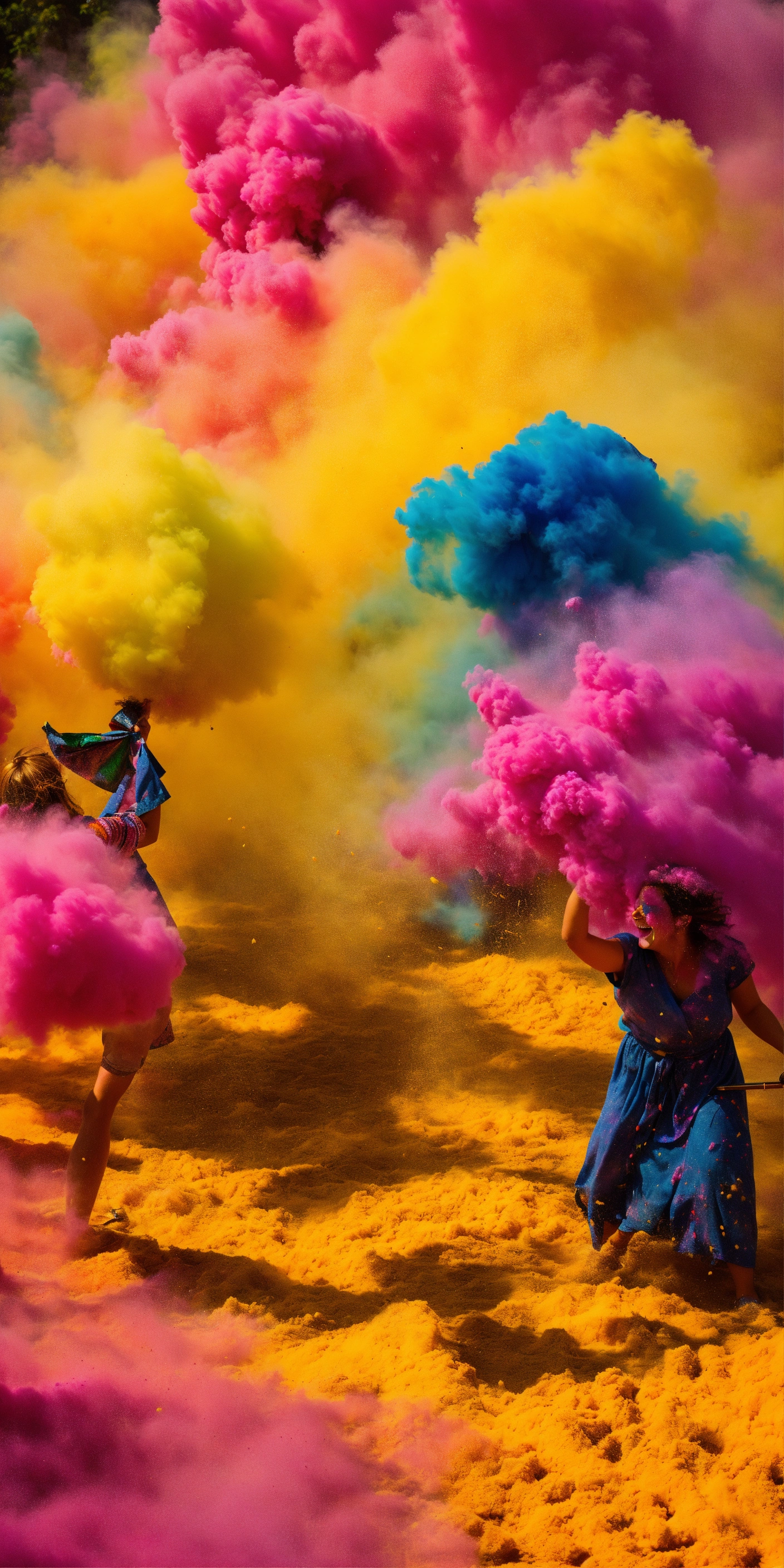 Lexica - People throwing brightly colored powder at each other ...