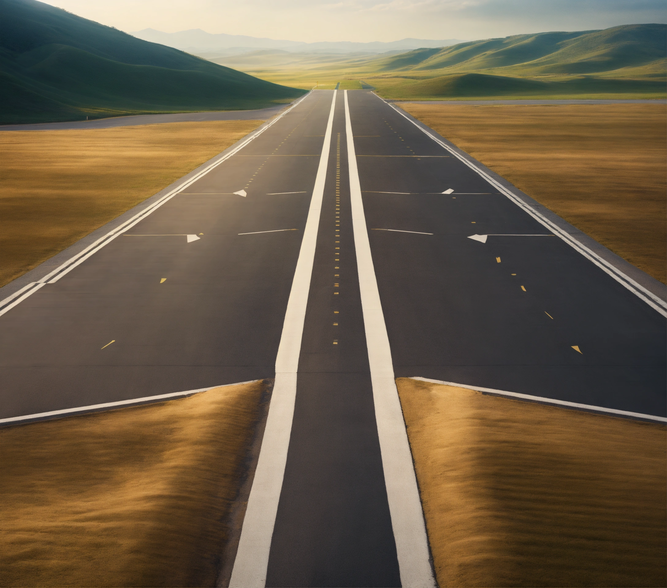 Lexica - Runway in the shape of an arrow, the runway goes up, asphalt ...